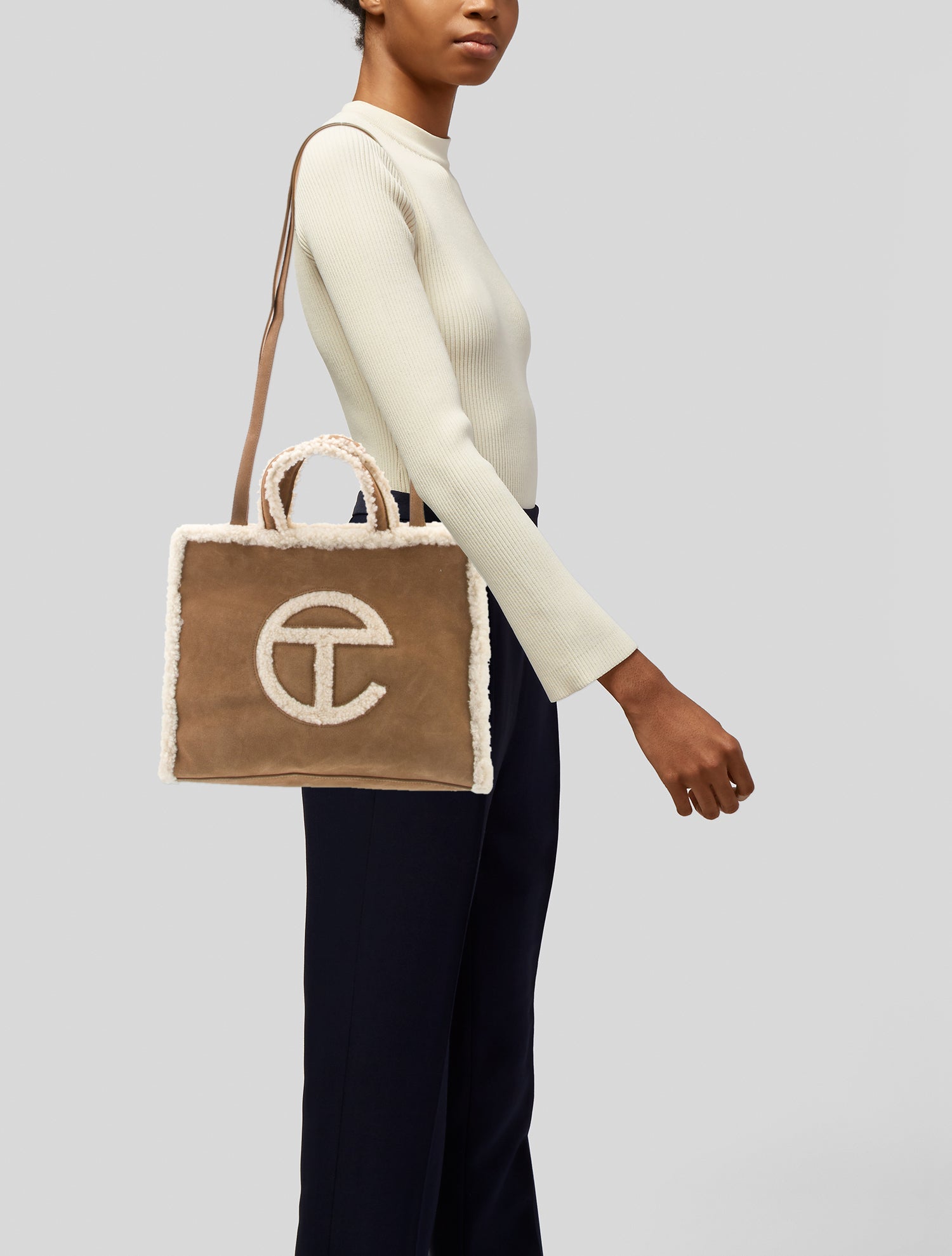 UGG x Telfar Medium 'Chestnut' Shearling Shopper Tote - Neutrals Totes ...