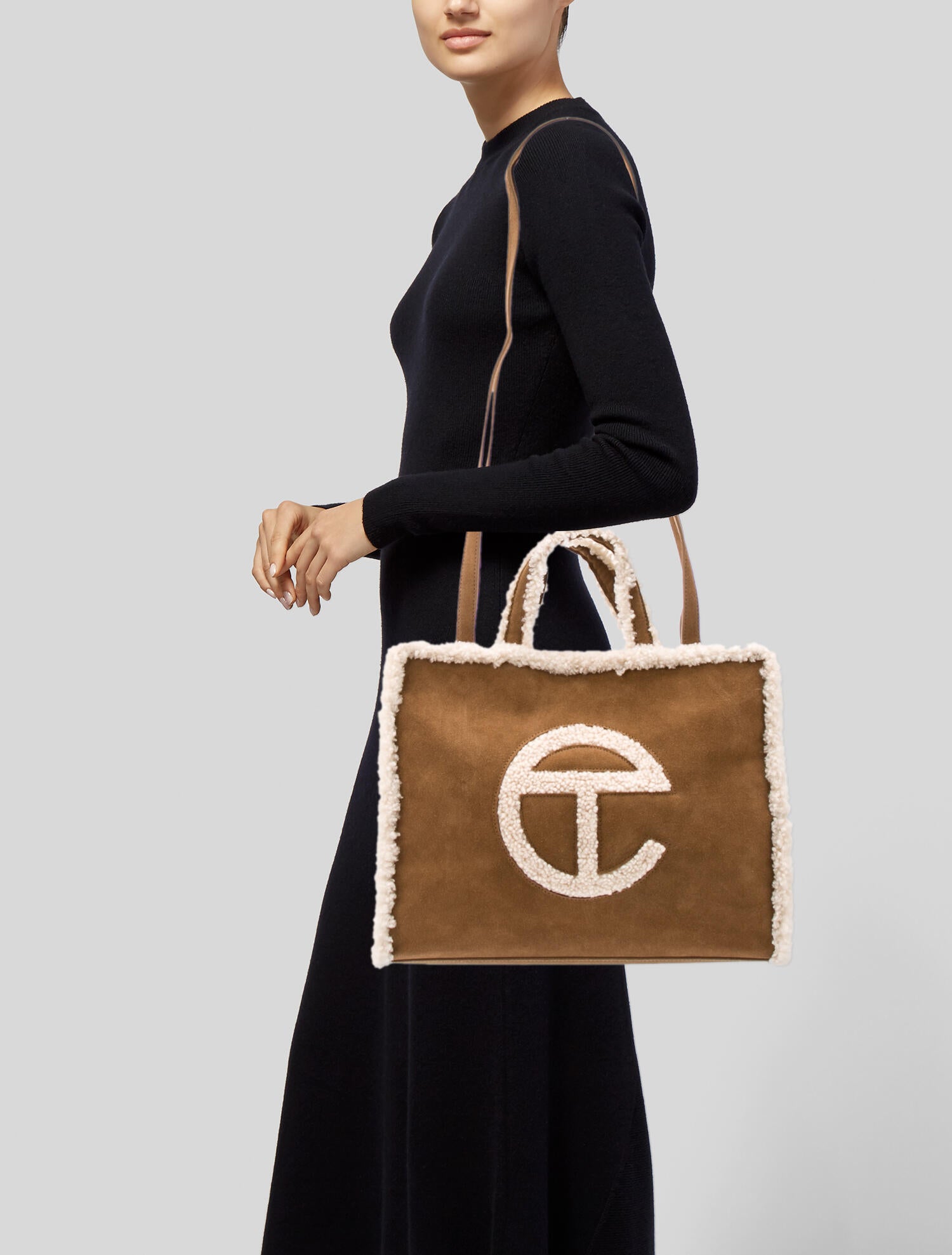 UGG x Telfar Medium 'Chestnut' Shearling Shopper Tote - Neutrals Totes ...