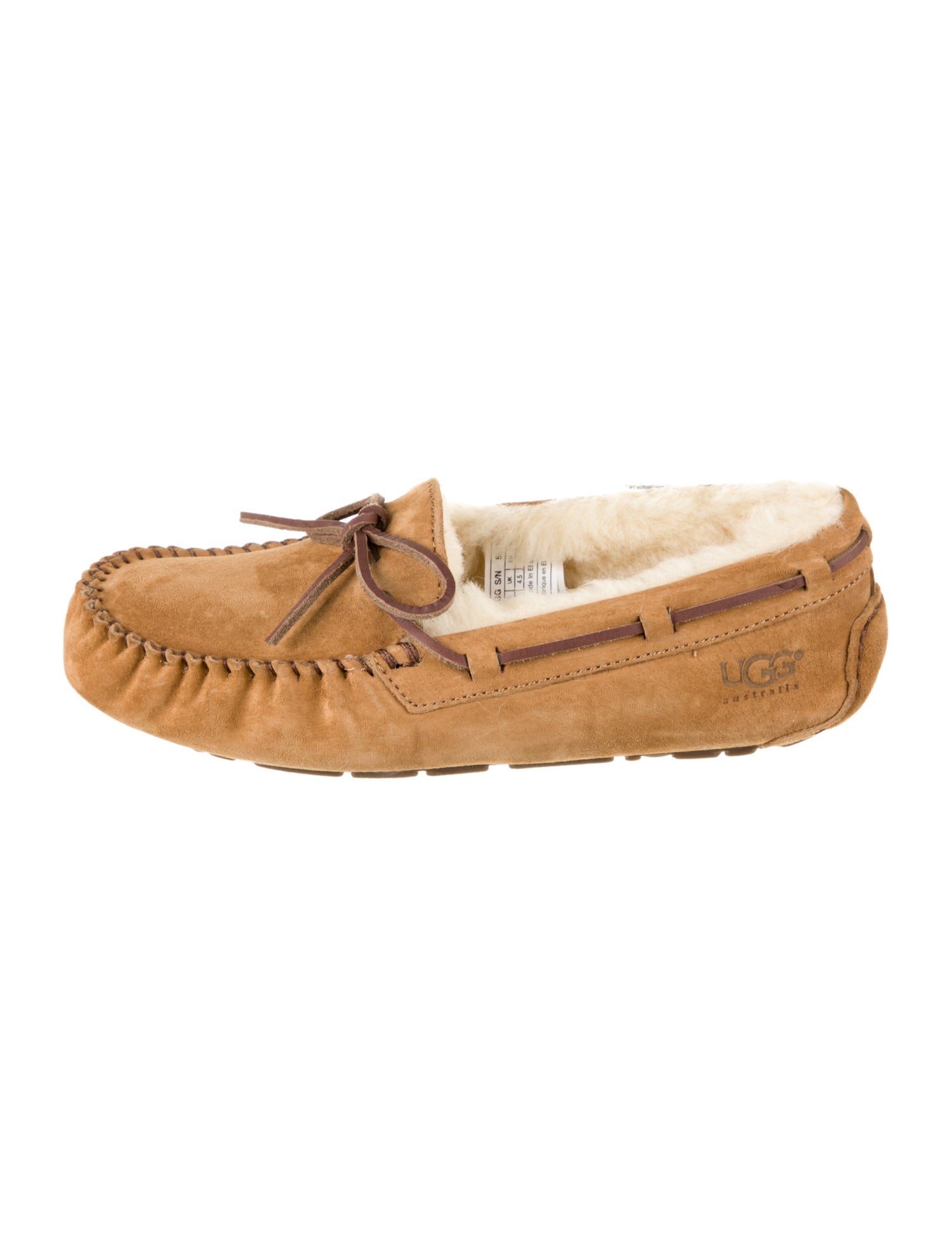 UGG Suede Whipstitch Trim Moccasins - Brown Flats, Shoes - WUUGG100537 ...