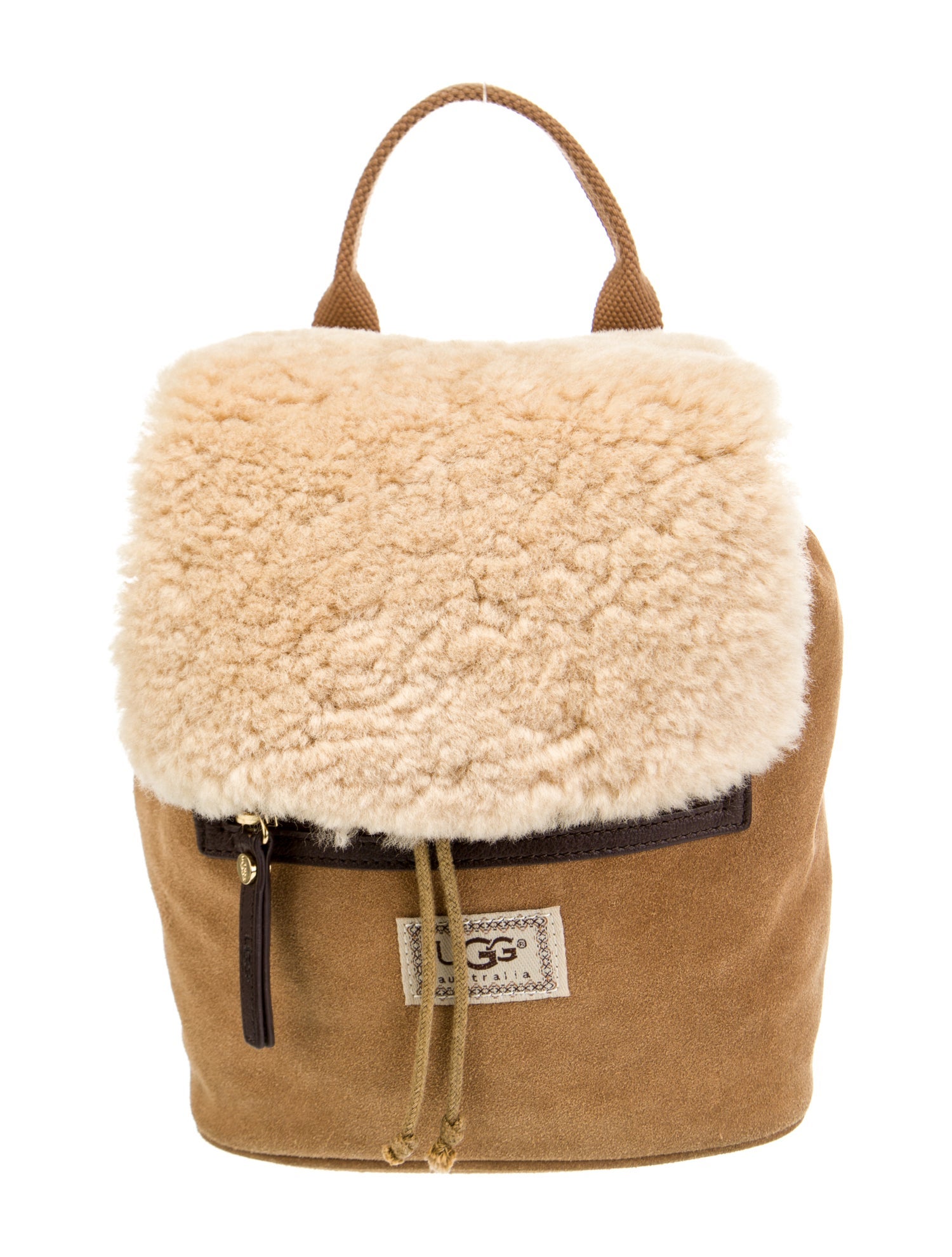 UGG Faux Shearling Trimmed Suede Backpack - Green Backpacks, Handbags ...