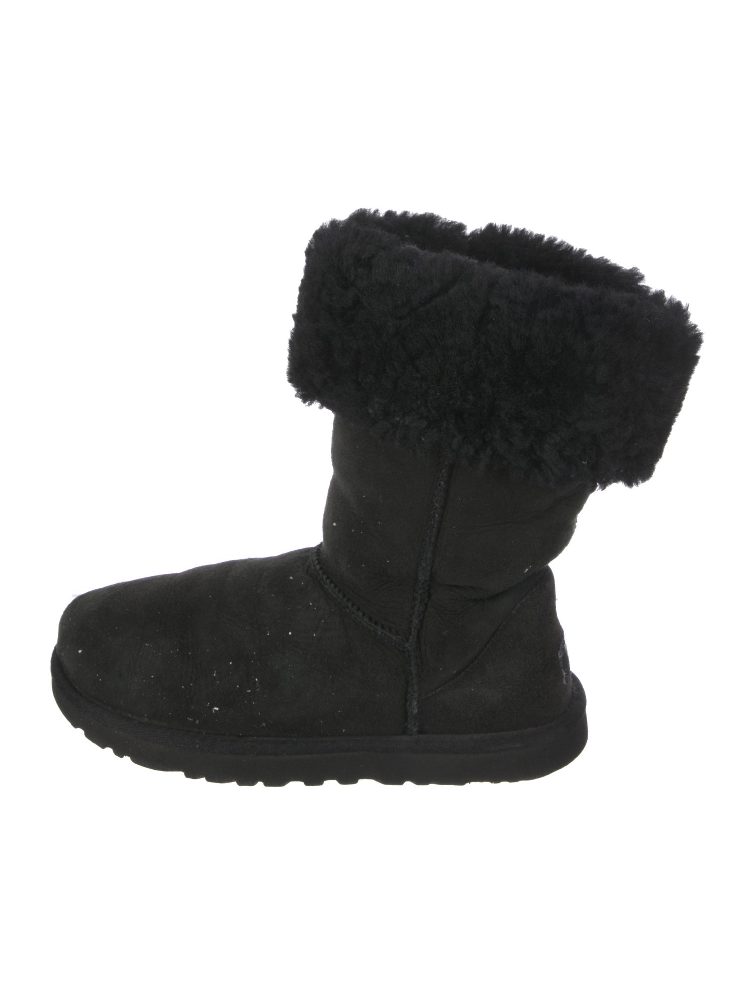 UGG Suede Fur Trim Boots - Black Boots, Shoes - WUUGG111766 | The RealReal