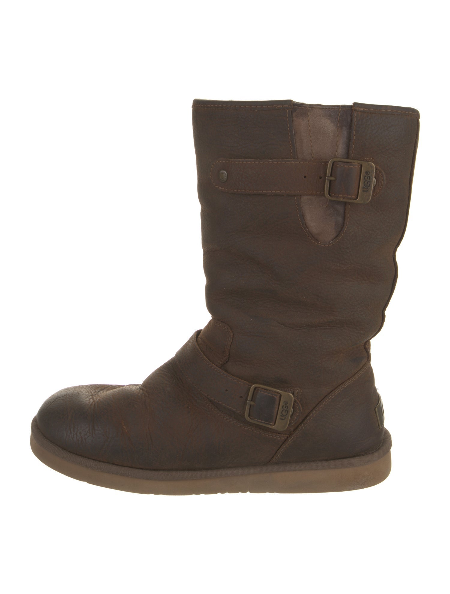 UGG Leather Moto Boots - Brown Boots, Shoes - WUUGG116595 | The RealReal