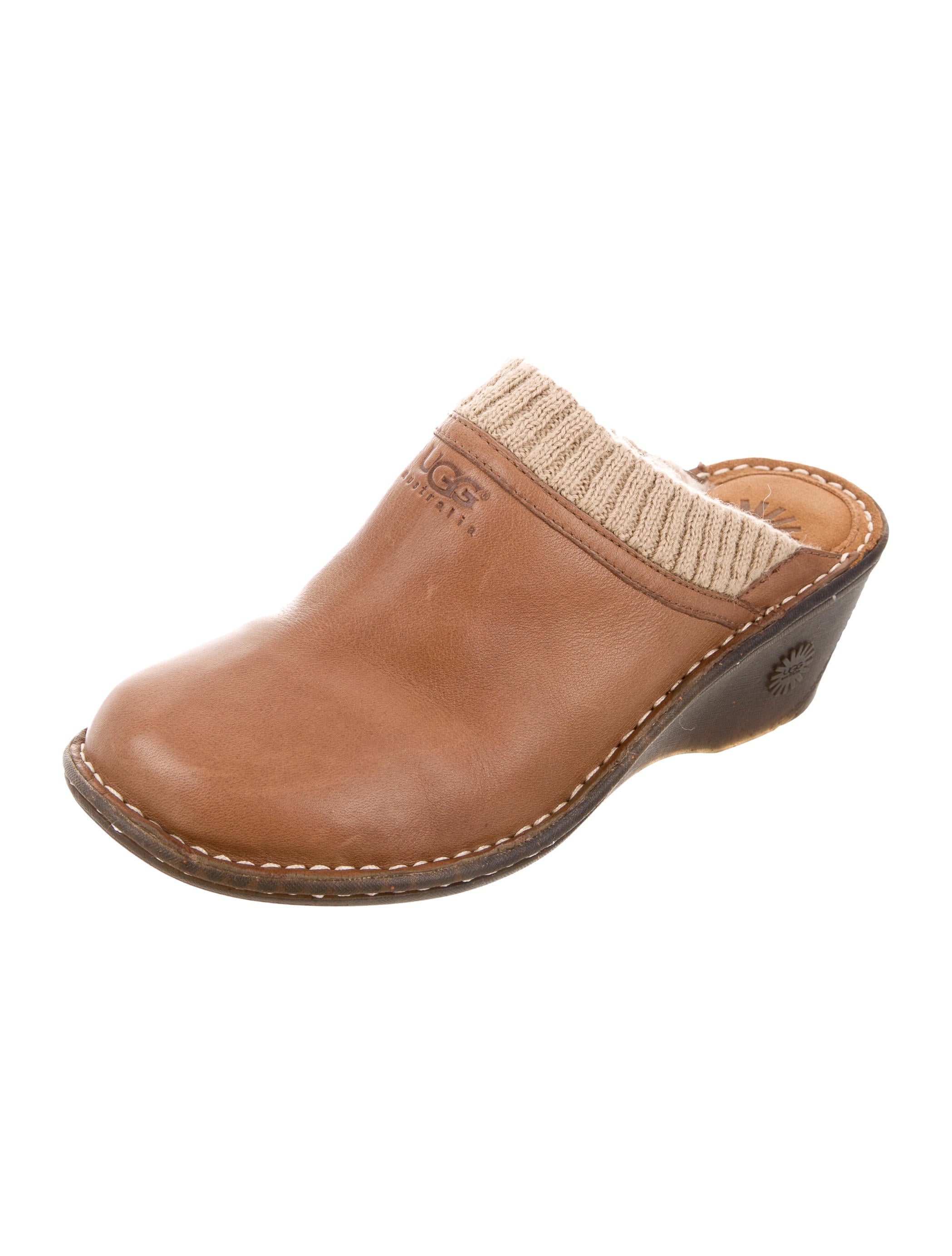 UGG Australia Leather Round-Toe Mules - Brown Pumps, Shoes - WUUGG22962 ...