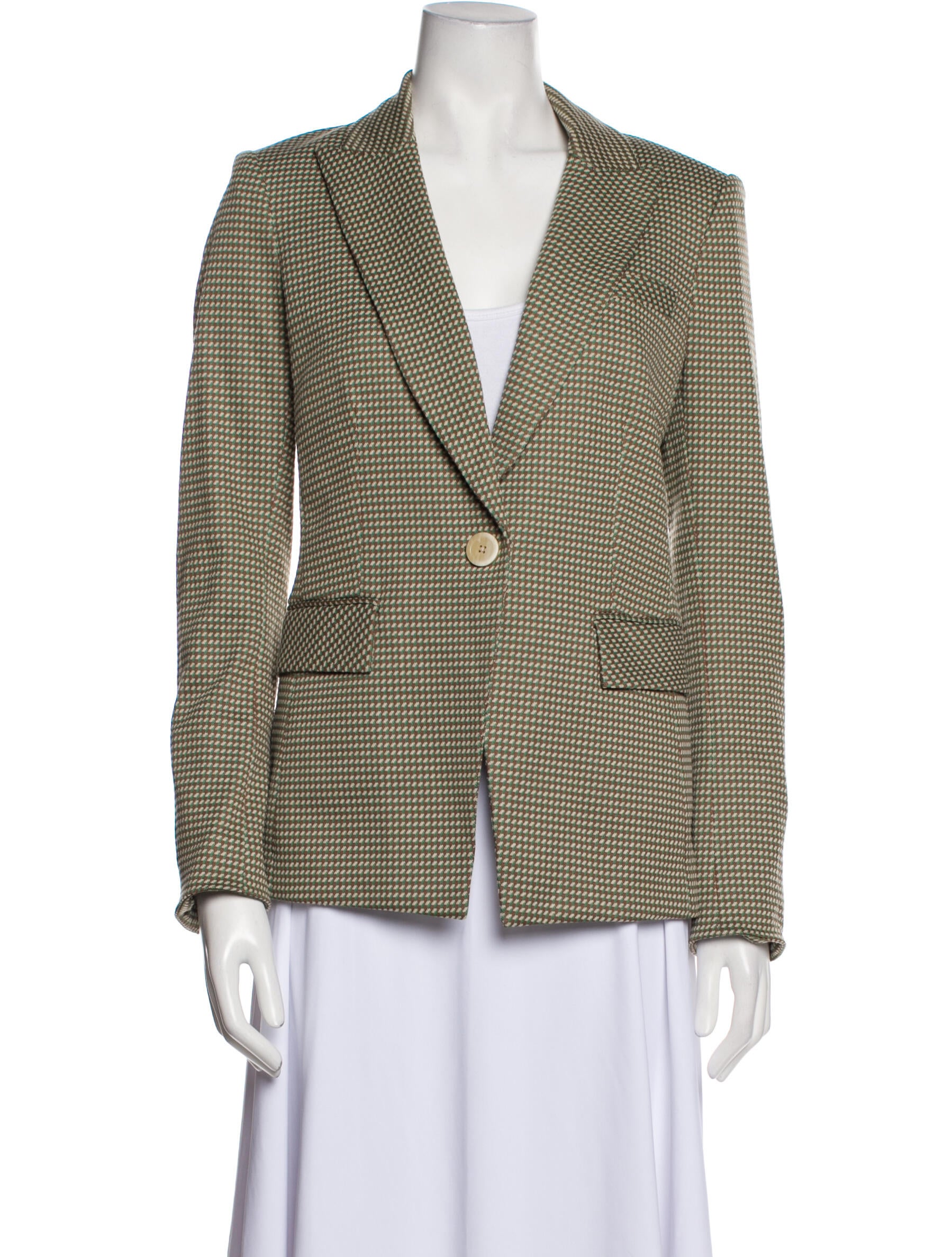 Veronica Beard Houndstooth Print Blazer - Green Jackets, Clothing ...