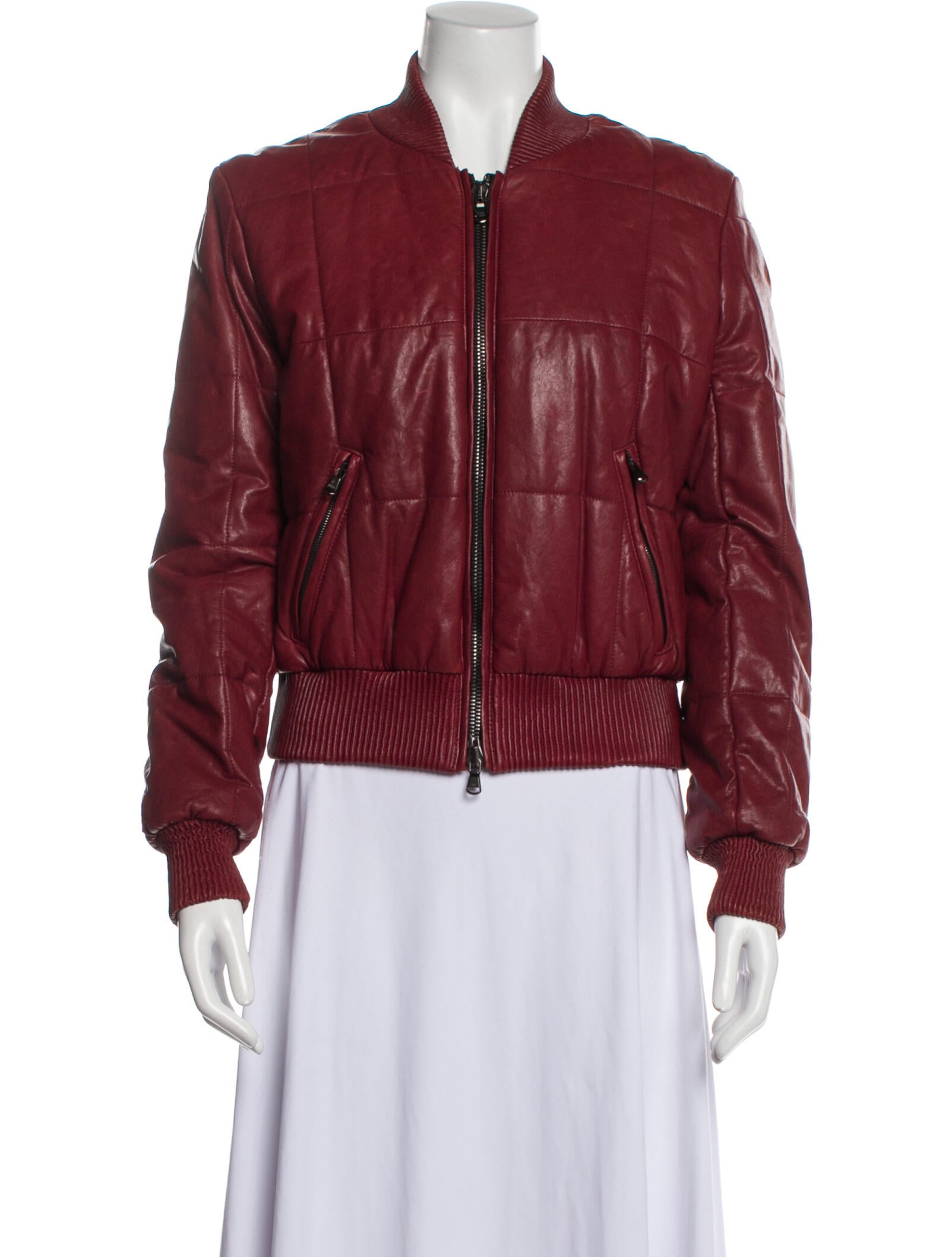 Veronica Beard Lamb Leather Bomber Jacket - Red Jackets, Clothing ...