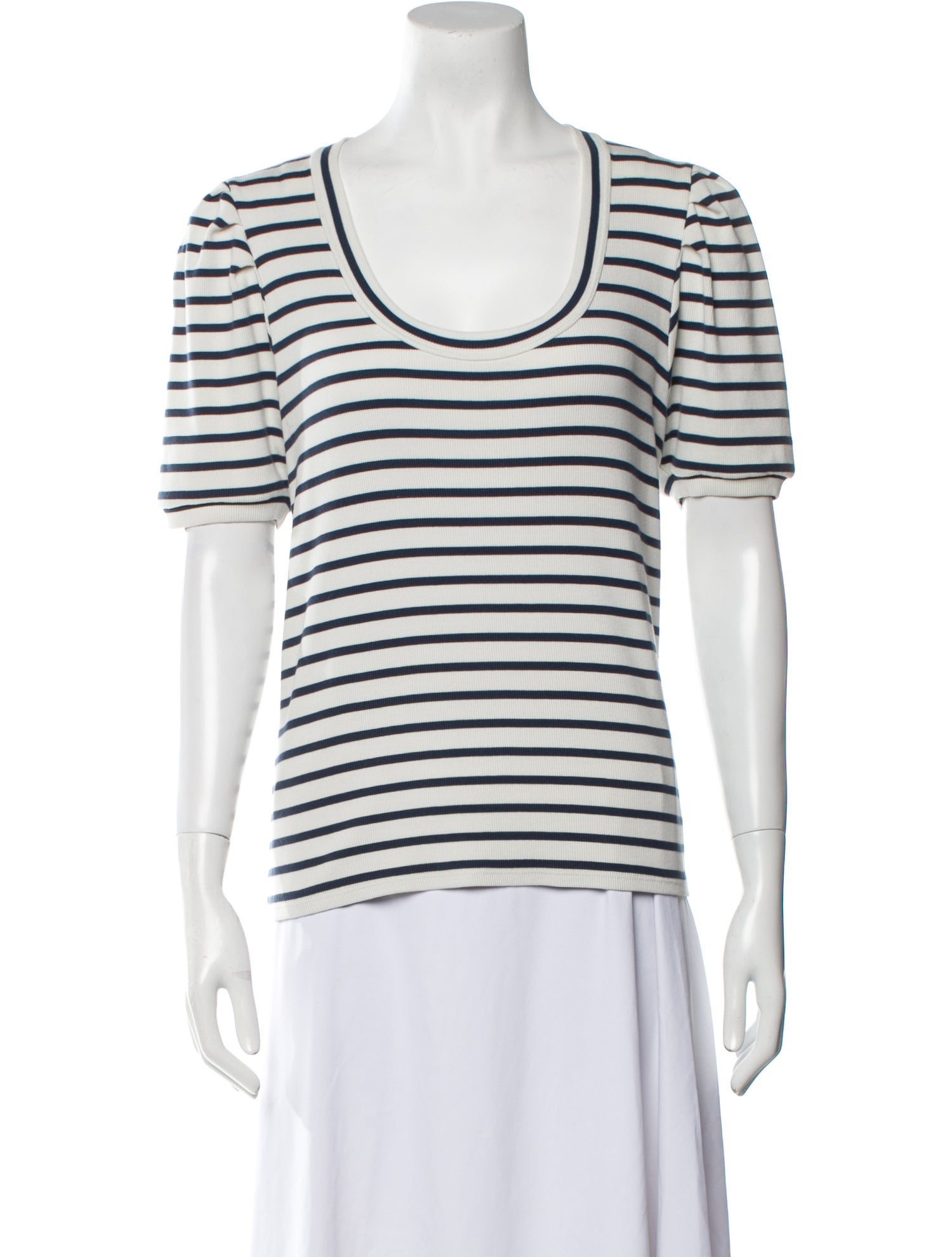 Veronica Beard Striped Scoop Neck T-Shirt - Blue Tops, Clothing ...
