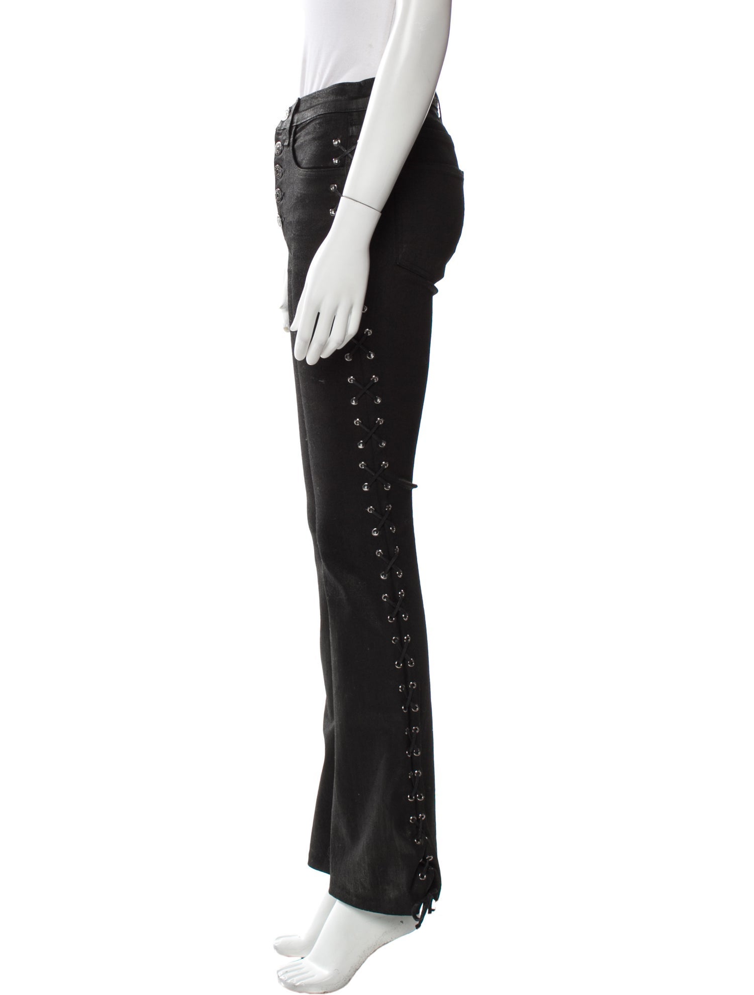 Veronica Beard Mid-Rise Wide Leg Jeans - Black, 10.5" Rise Jeans ...