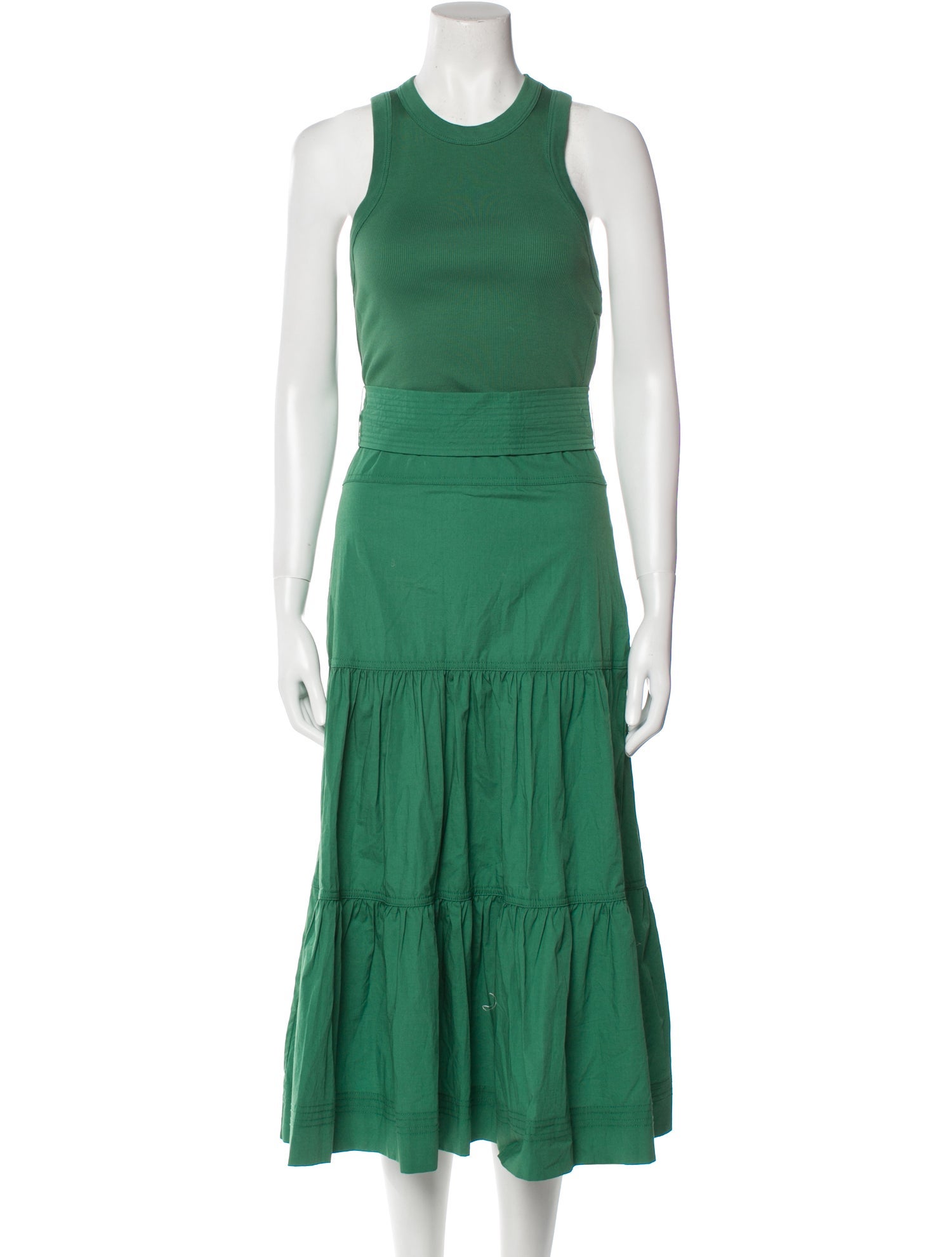 Veronica Beard Crew Neck Long Dress - Green Dresses, Clothing ...