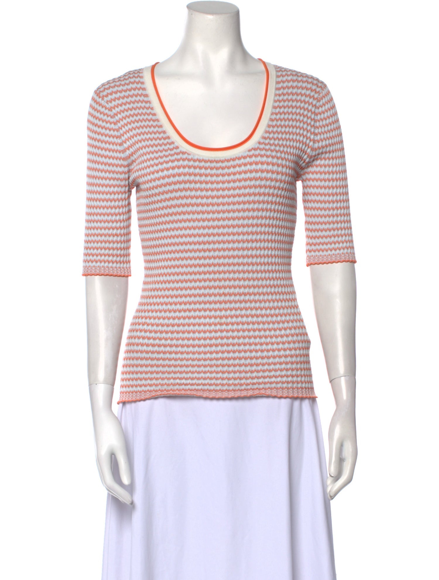 Veronica Beard Striped Scoop Neck Top - Blue Tops, Clothing - WV1277168 ...