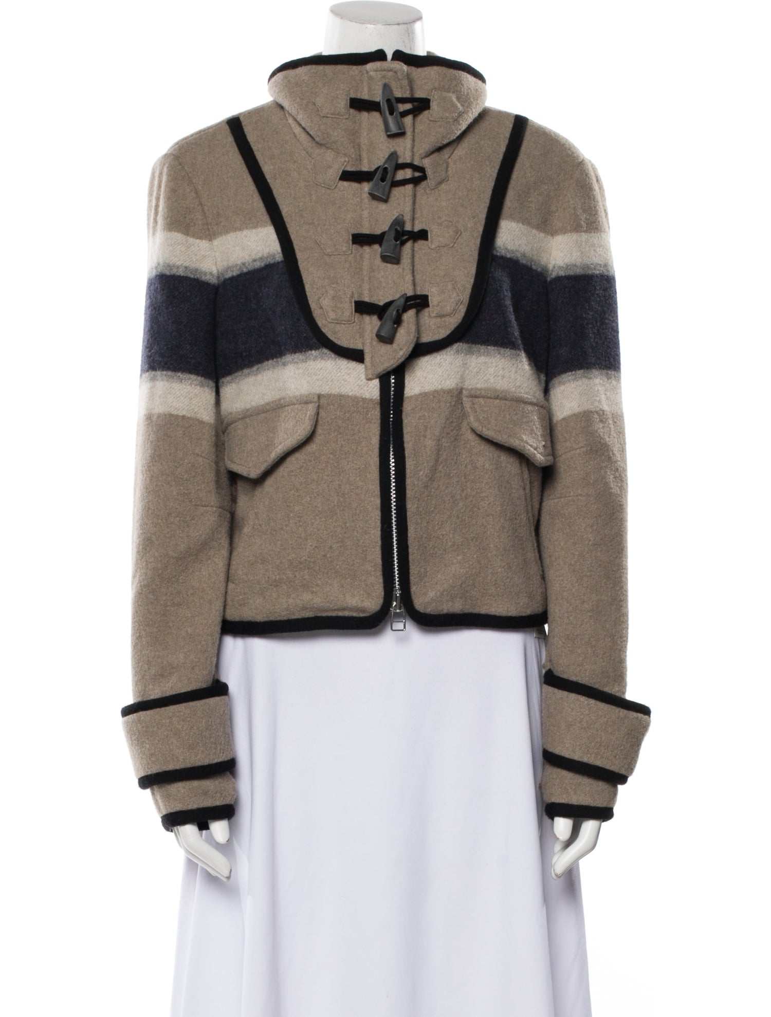 Veronica Beard Colorblock Pattern Faux Fur Jacket - Neutrals Jackets, Clothing - WV1280596 | The ...