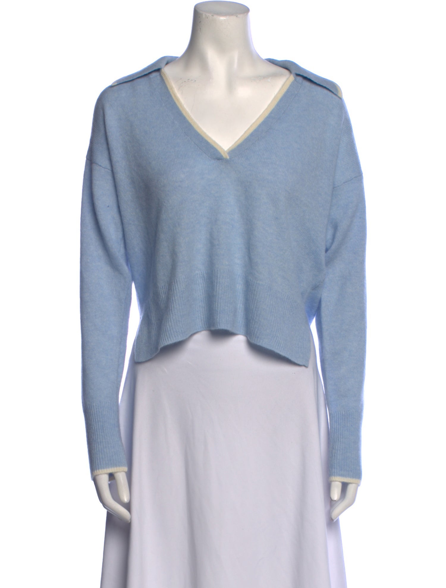 Veronica Beard Cashmere V-Neck Sweater w/ Tags - Blue Knitwear ...