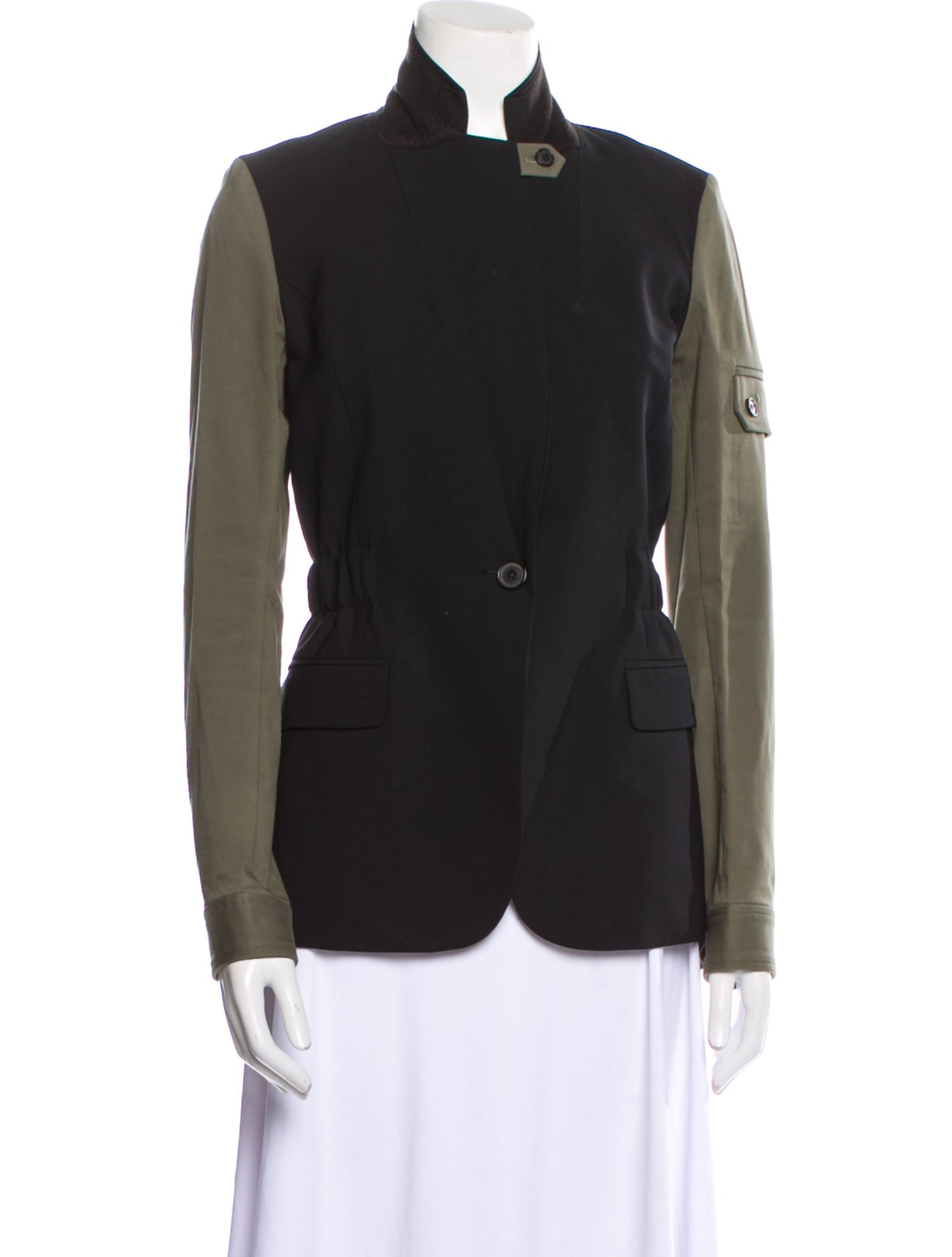 Veronica Beard Virgin Wool Colorblock Pattern Blazer - Black Jackets, Clothing - WV1286934 | The ...
