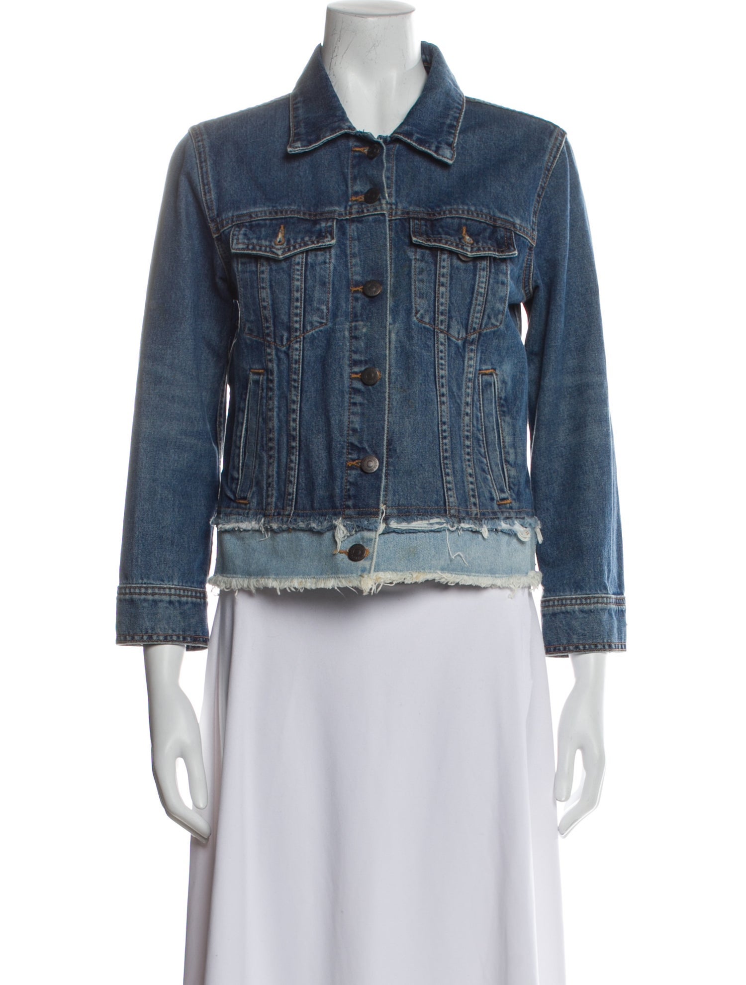 Veronica Beard Tweed Pattern Denim Jacket - Blue Jackets, Clothing ...