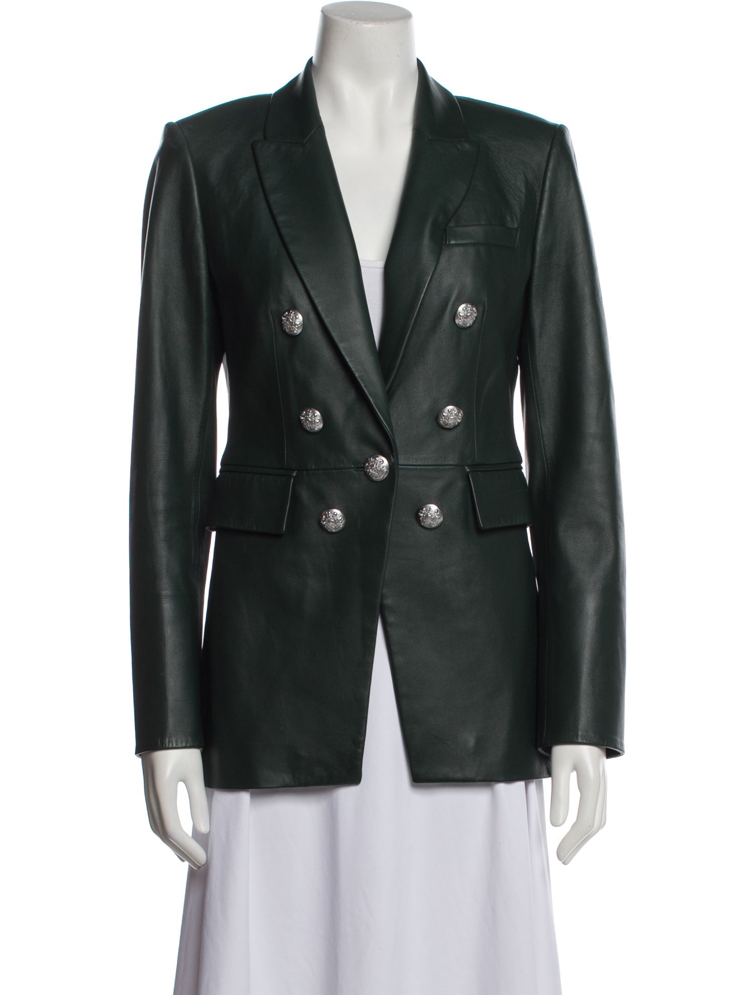 Veronica Beard Lamb Leather Blazer - Green Jackets, Clothing ...