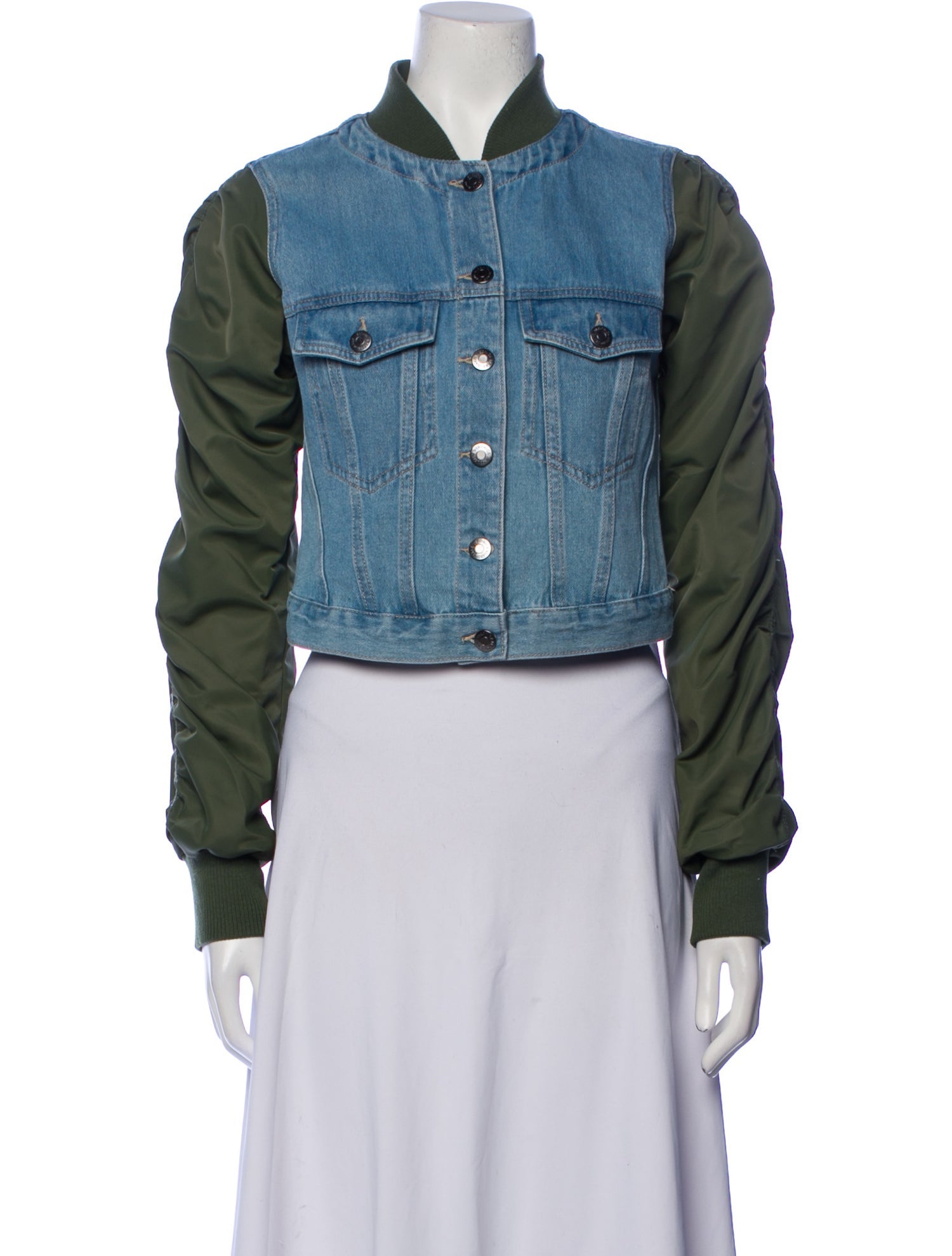 Veronica Beard Colorblock Pattern Denim Jacket - Blue Jackets, Clothing - WV1303525 | The RealReal