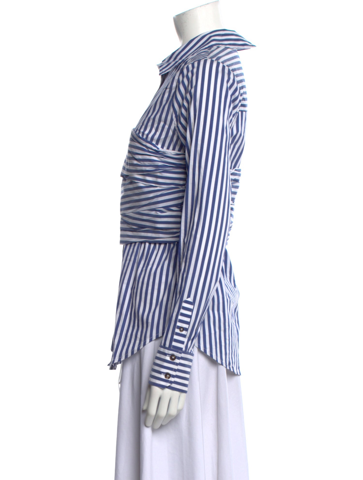 Veronica Beard Striped Long Sleeve Button-Up Top - Blue Tops, Clothing ...