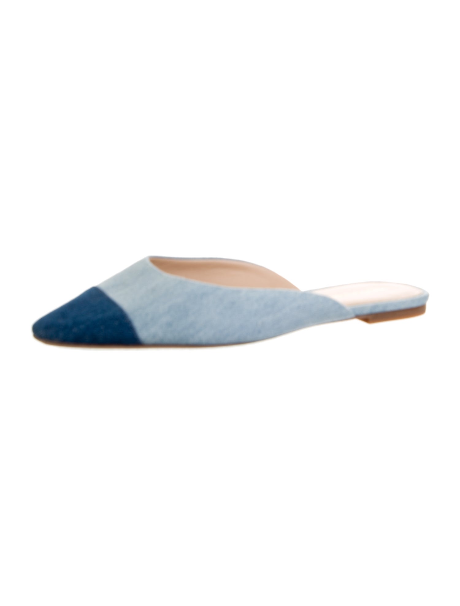 Veronica Beard Denim Colorblock Pattern Mules - Blue Flats, Shoes ...
