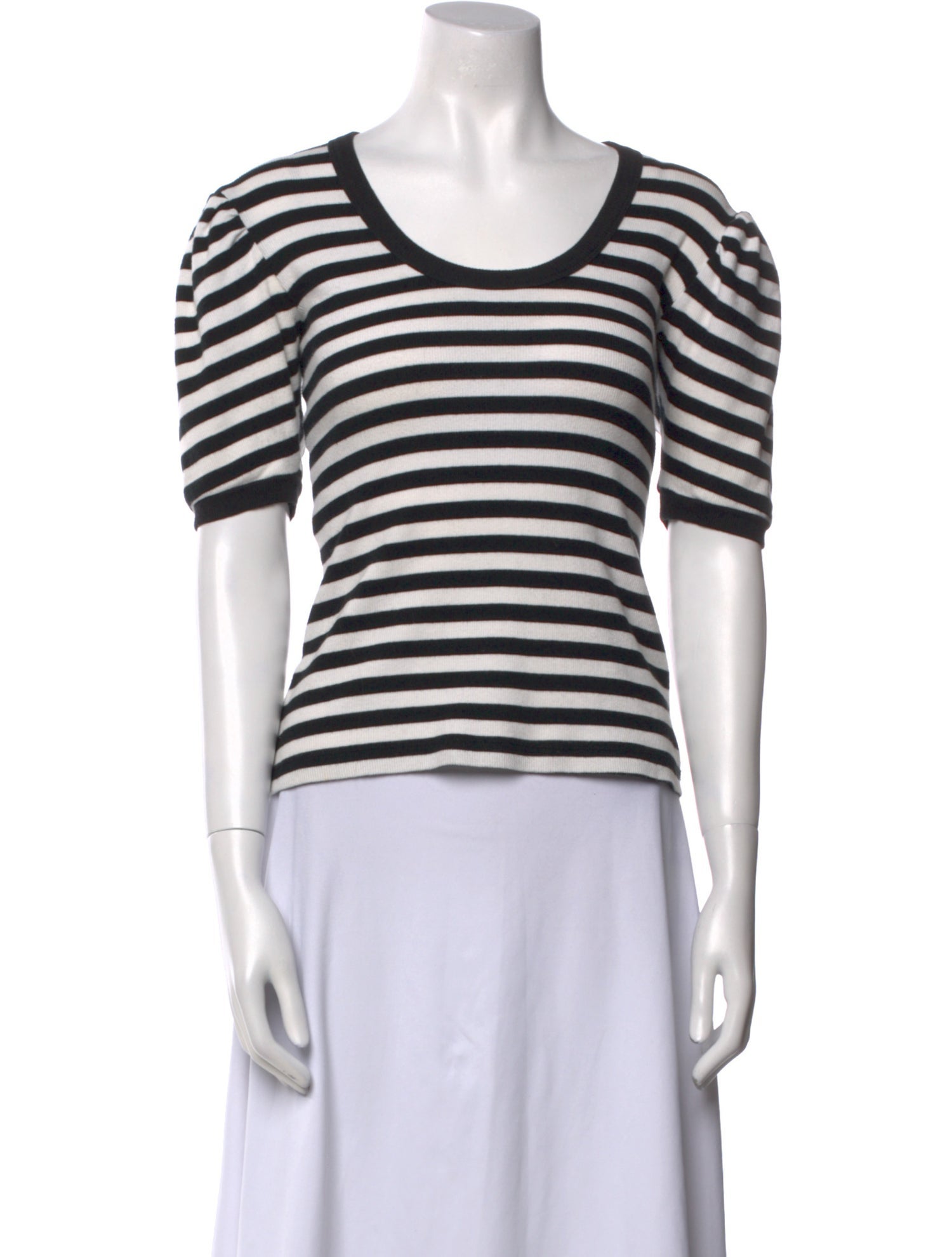 Veronica Beard Striped Scoop Neck T-Shirt - White Tops, Clothing ...