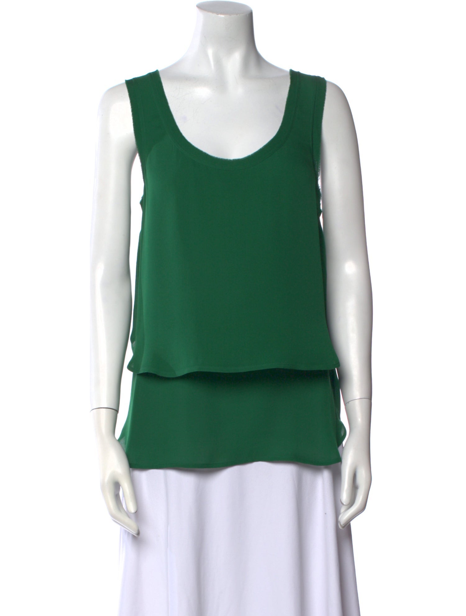 Veronica Beard Silk Scoop Neck Top - Green Tops, Clothing - WV1371523 ...