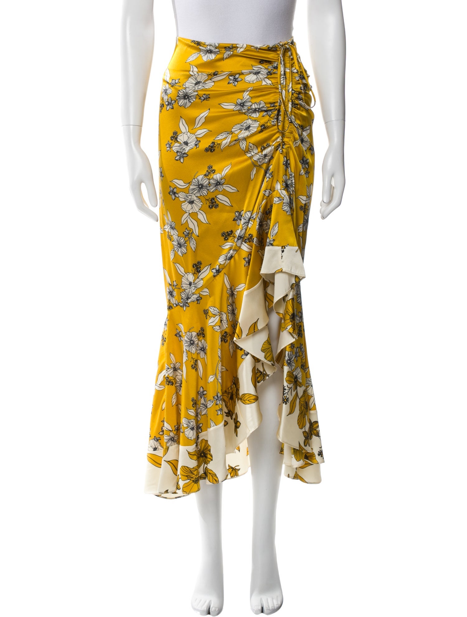 Veronica Beard Silk Midi Length Skirt - Yellow Skirts, Clothing ...