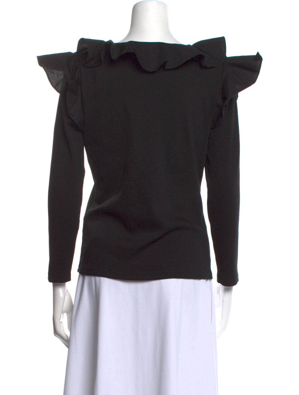 Veronica Beard V-Neck Long Sleeve Top - Black Tops, Clothing ...