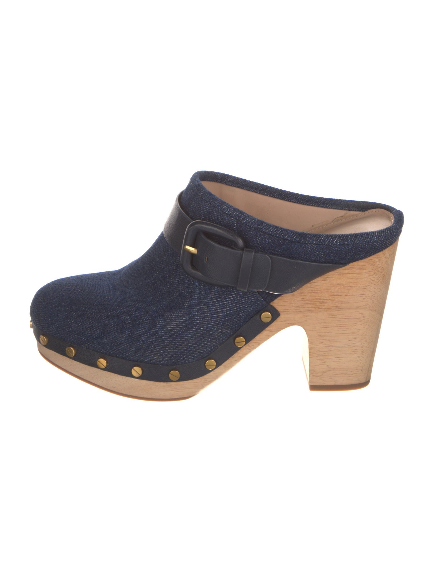 Veronica Beard Denim Studded Accents Mules - Blue Pumps, Shoes ...