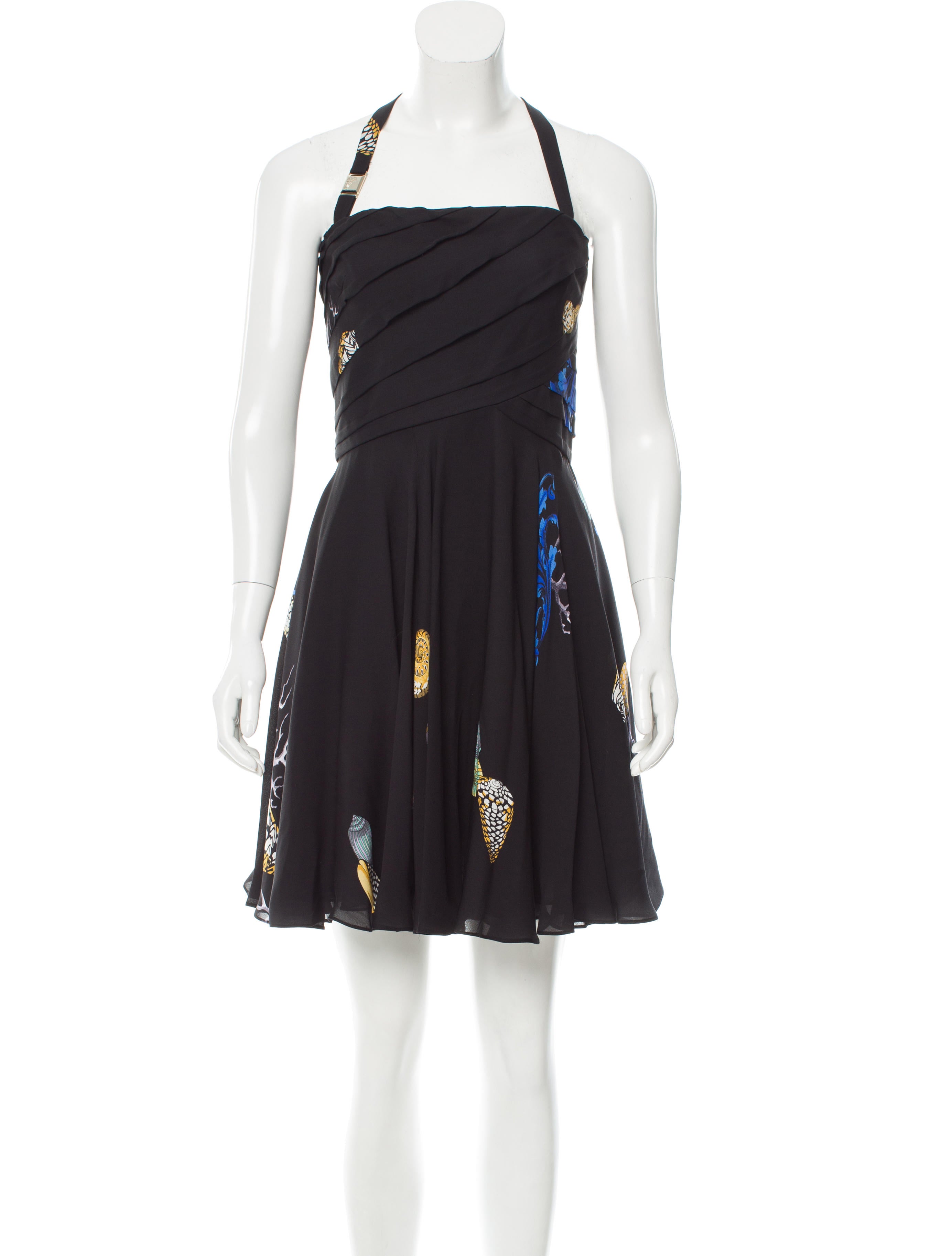 Versace Collection Seashell Print Silk Dress - Black Dresses, Clothing ...