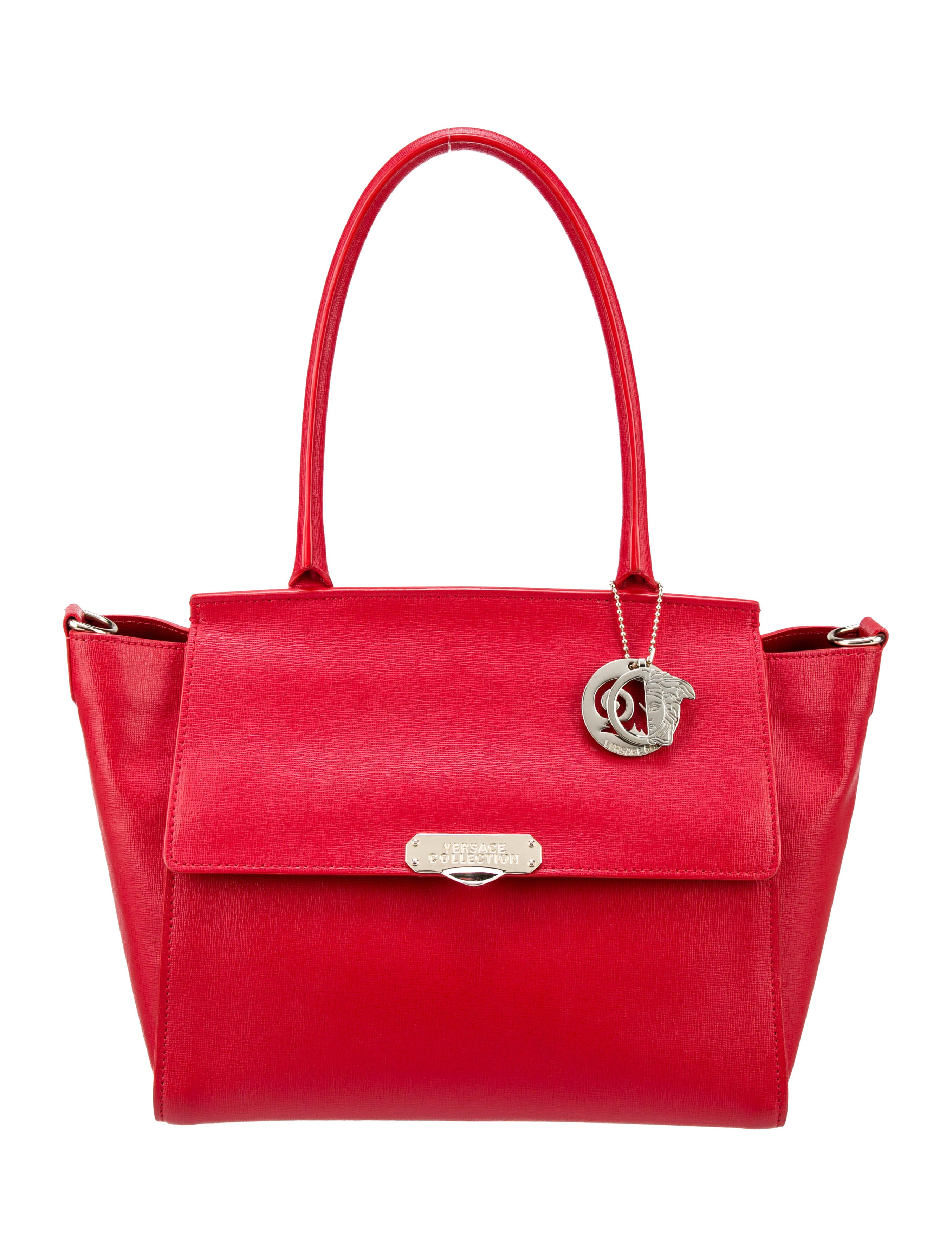 Versace Collection Leather Flap Shoulder Bag - Red Shoulder Bags ...
