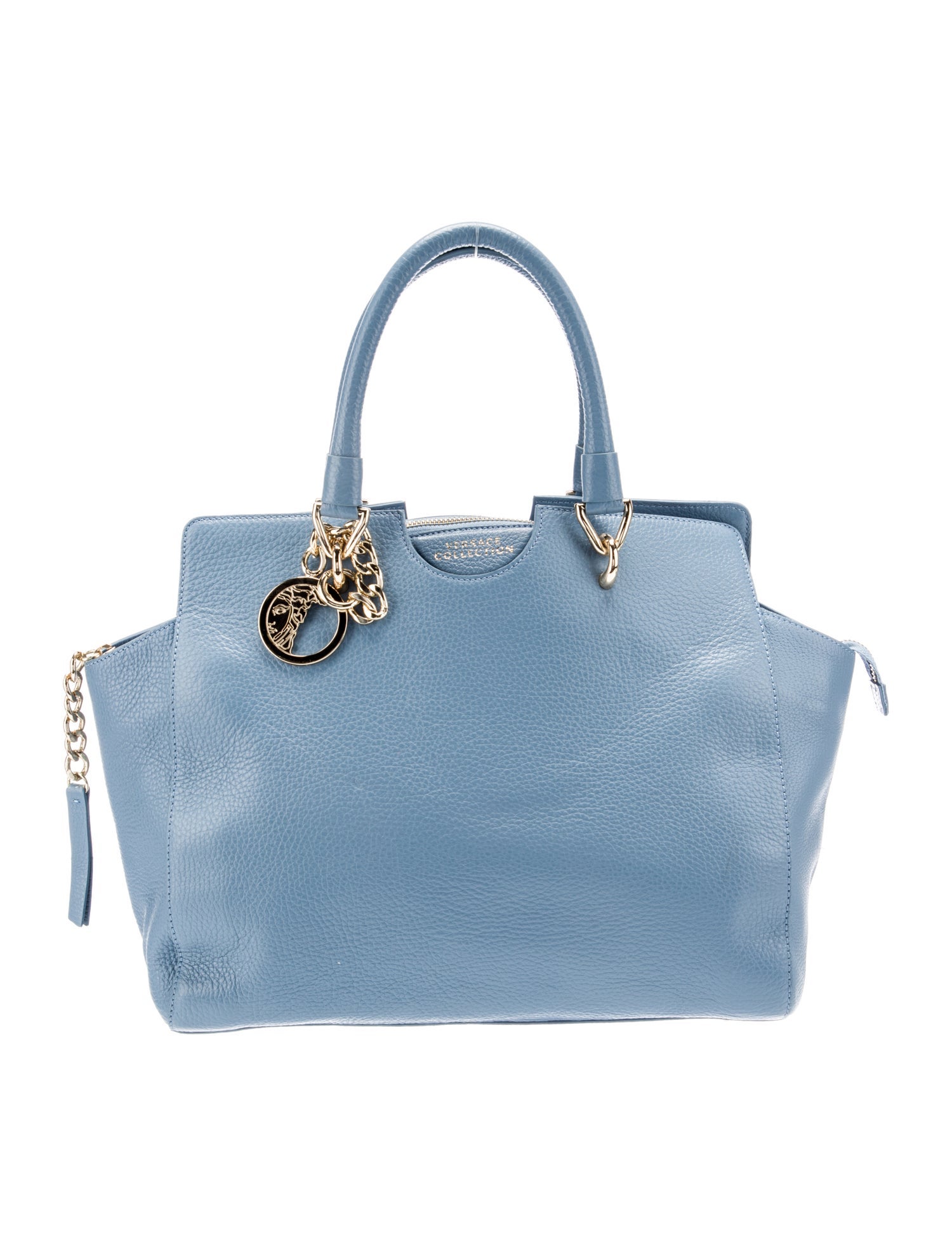 Versace Collection Leather Top Handle Bag - Blue Handle Bags, Handbags ...