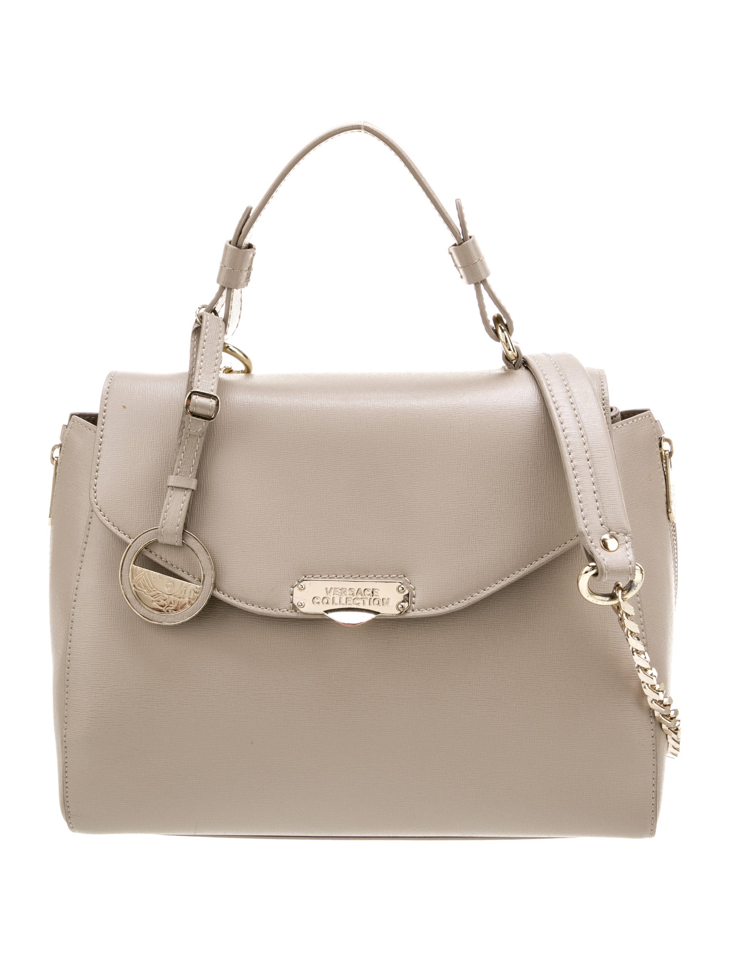 Versace Collection Leather Top Handle Bag - Brown Handle Bags, Handbags ...