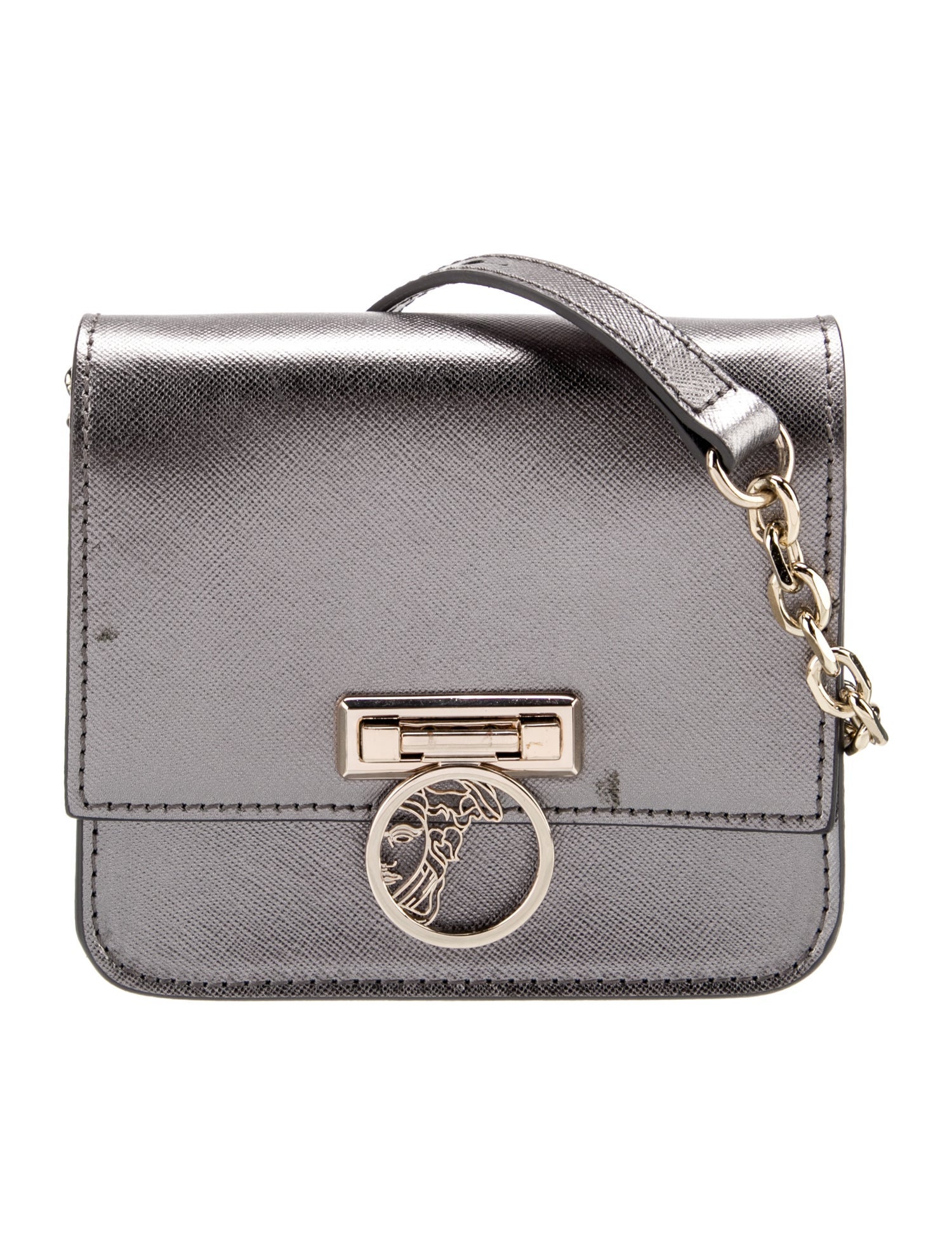 Versace Collection Leather Crossbody Bag - Grey Crossbody Bags ...