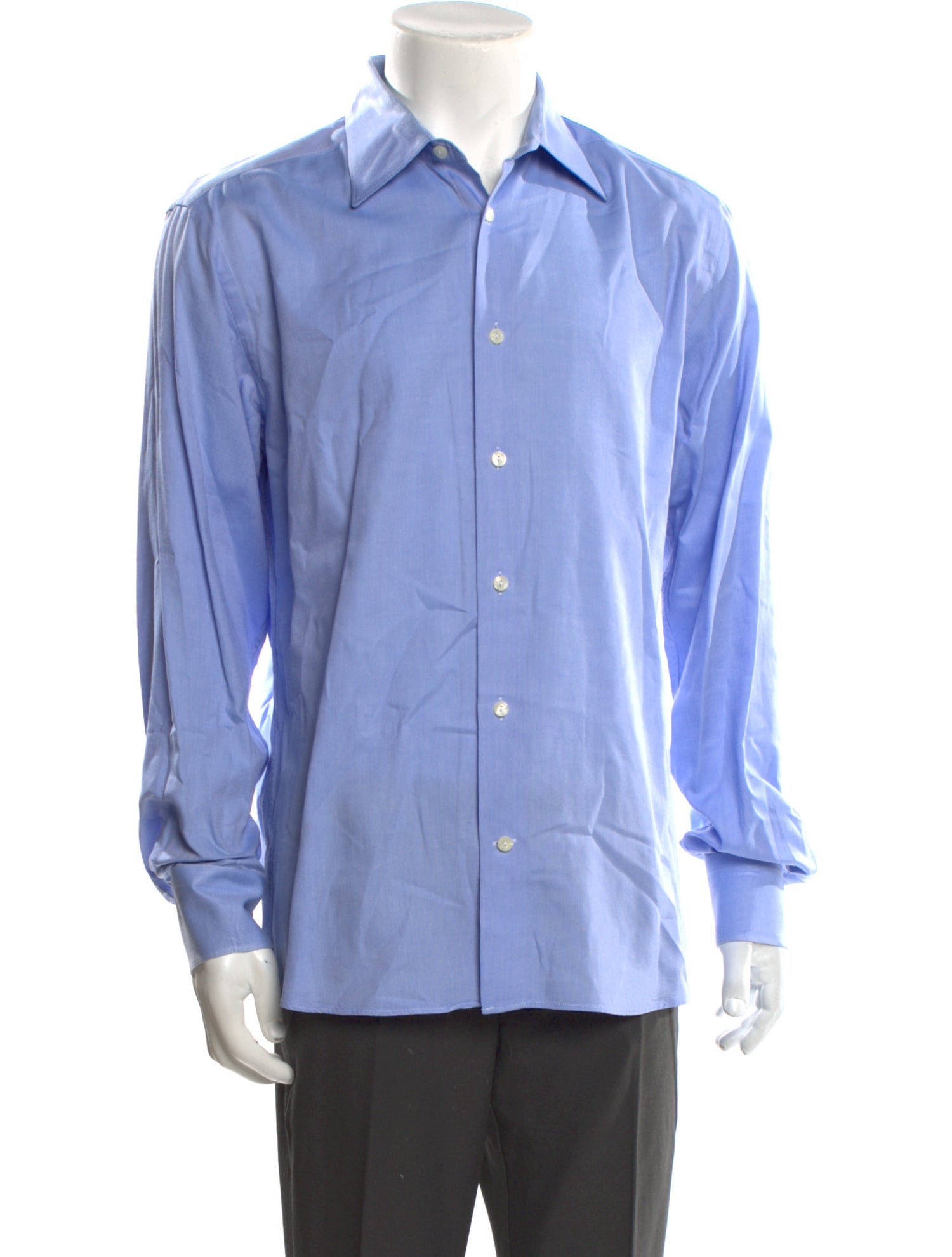 Versace Collection Long Sleeve Dress Shirt - Blue Dress Shirts ...