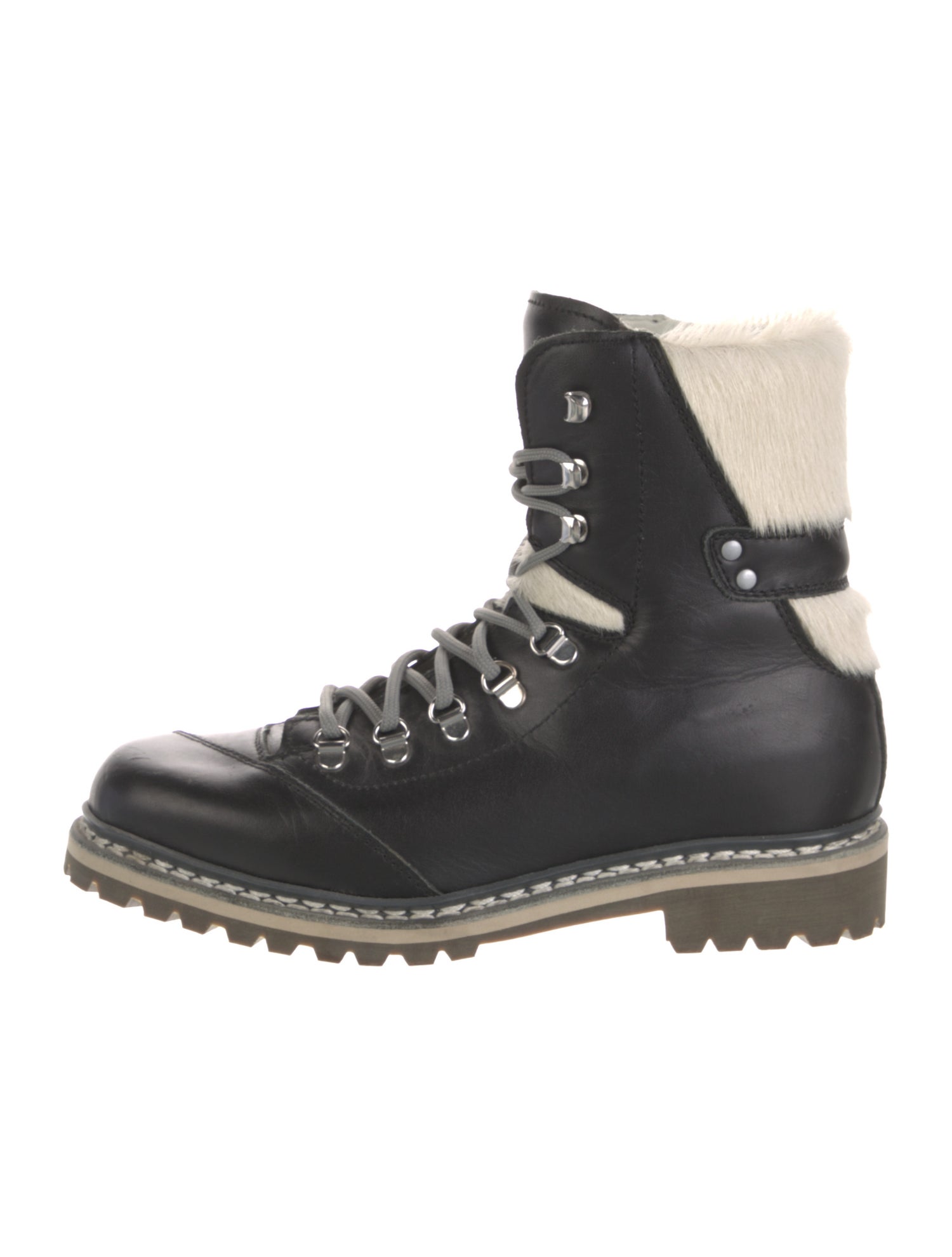 Ventesima Strada Leather Colorblock Pattern Combat Boots - Black Boots ...