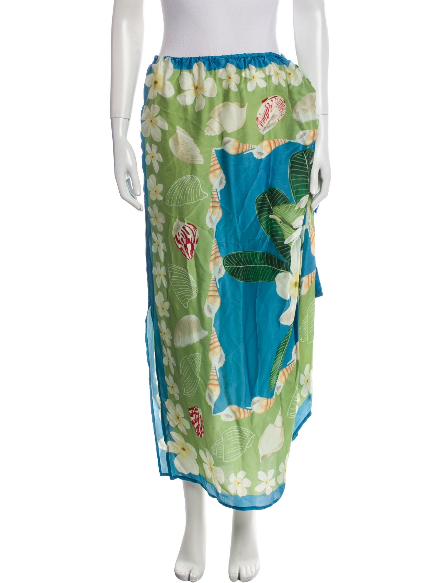 Verandah Floral Print Long Skirt - Blue Skirts, Clothing - WVERD20568 ...