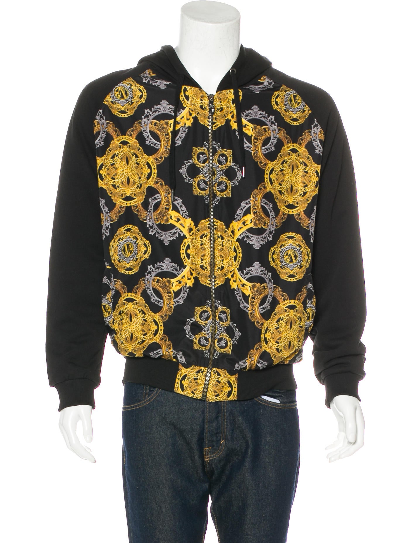 Versace Jeans Chain-Link Print Hoodie - Clothing - WVJ20257 | The RealReal