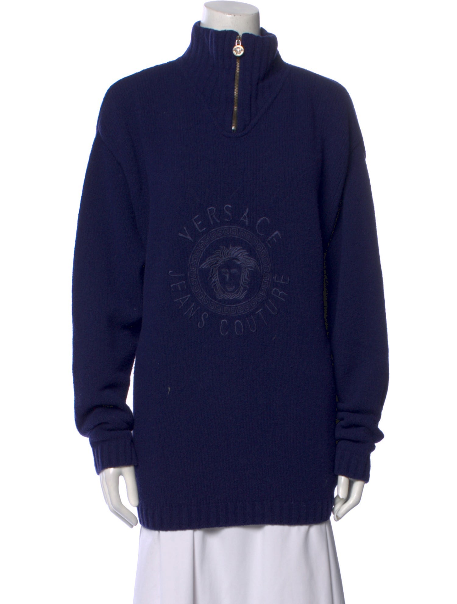 Versace Jeans Couture 1990's Wool Pullover - Blue Sweaters, Clothing ...
