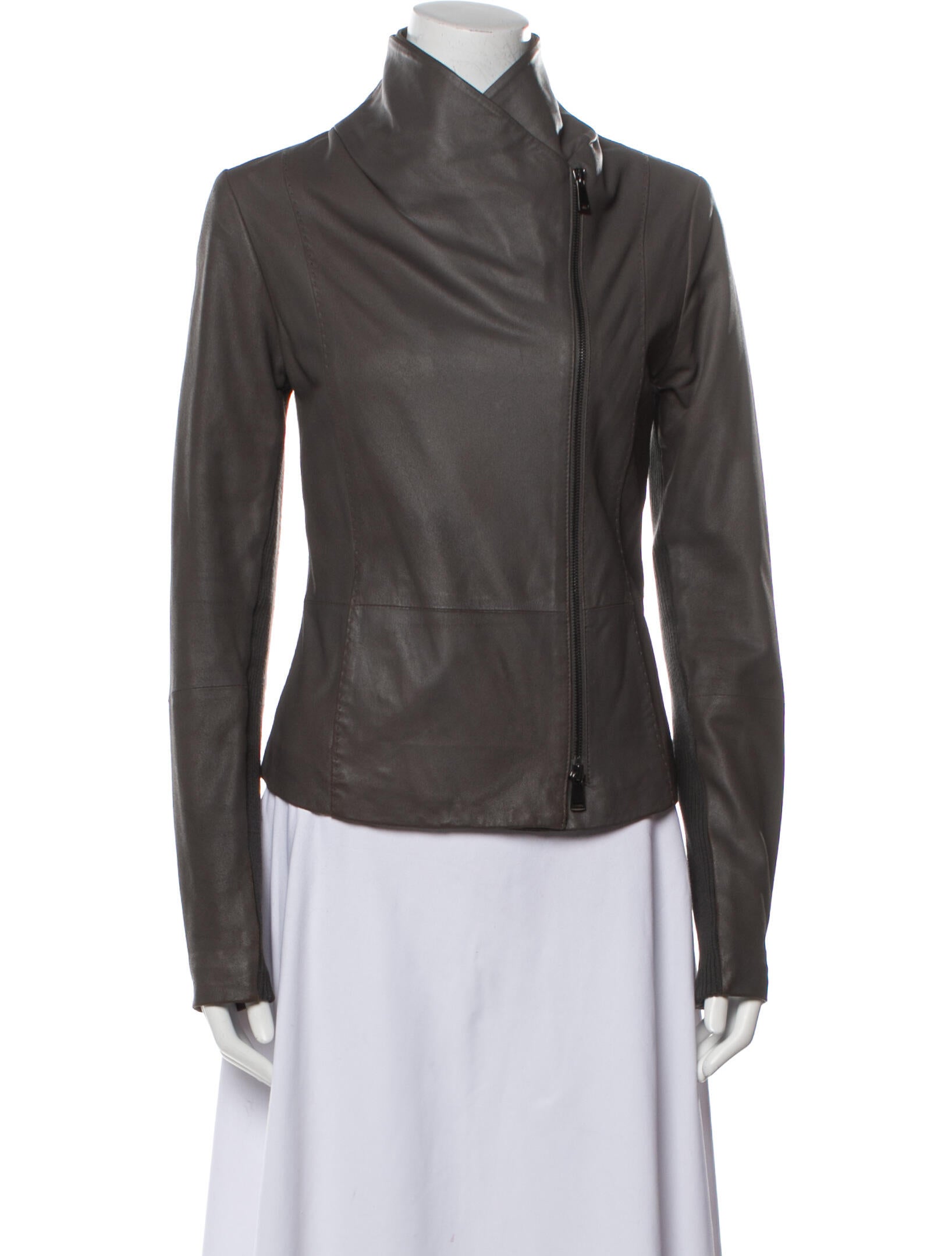 Vince Goat Leather Biker Jacket - Grey Jackets, Clothing - WVN225835 ...