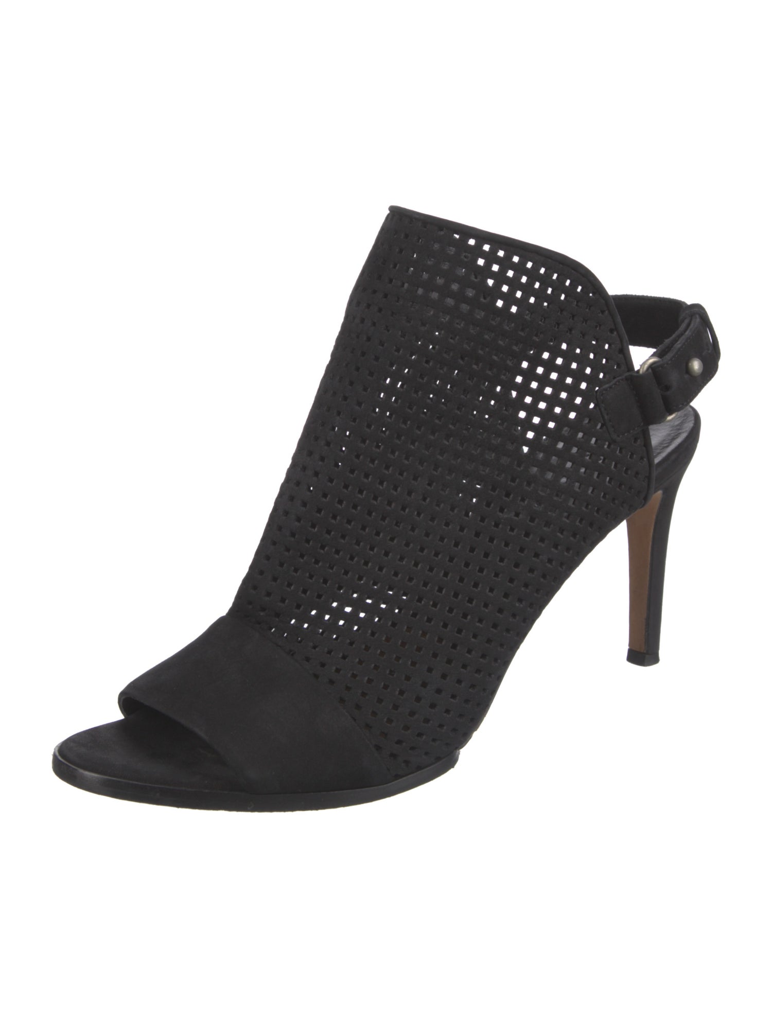 Pedro Garcia Suede Lasercut Accents Slingback Sandals - Black Sandals ...