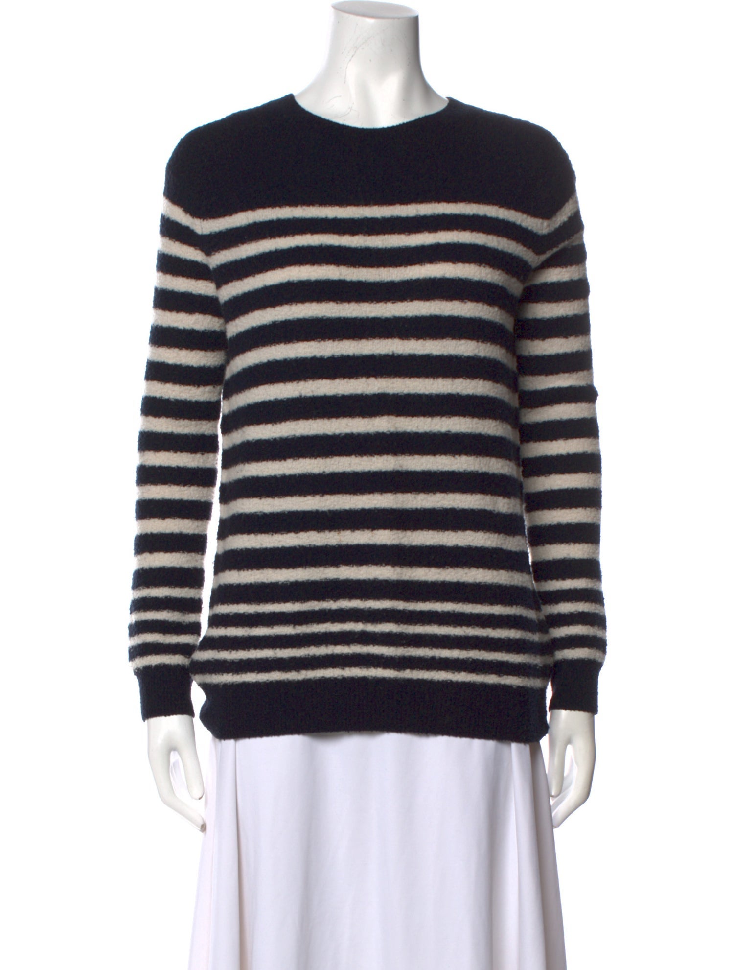 Veronica Beard Striped Crew Neck Sweater - Black Knitwear, Clothing ...
