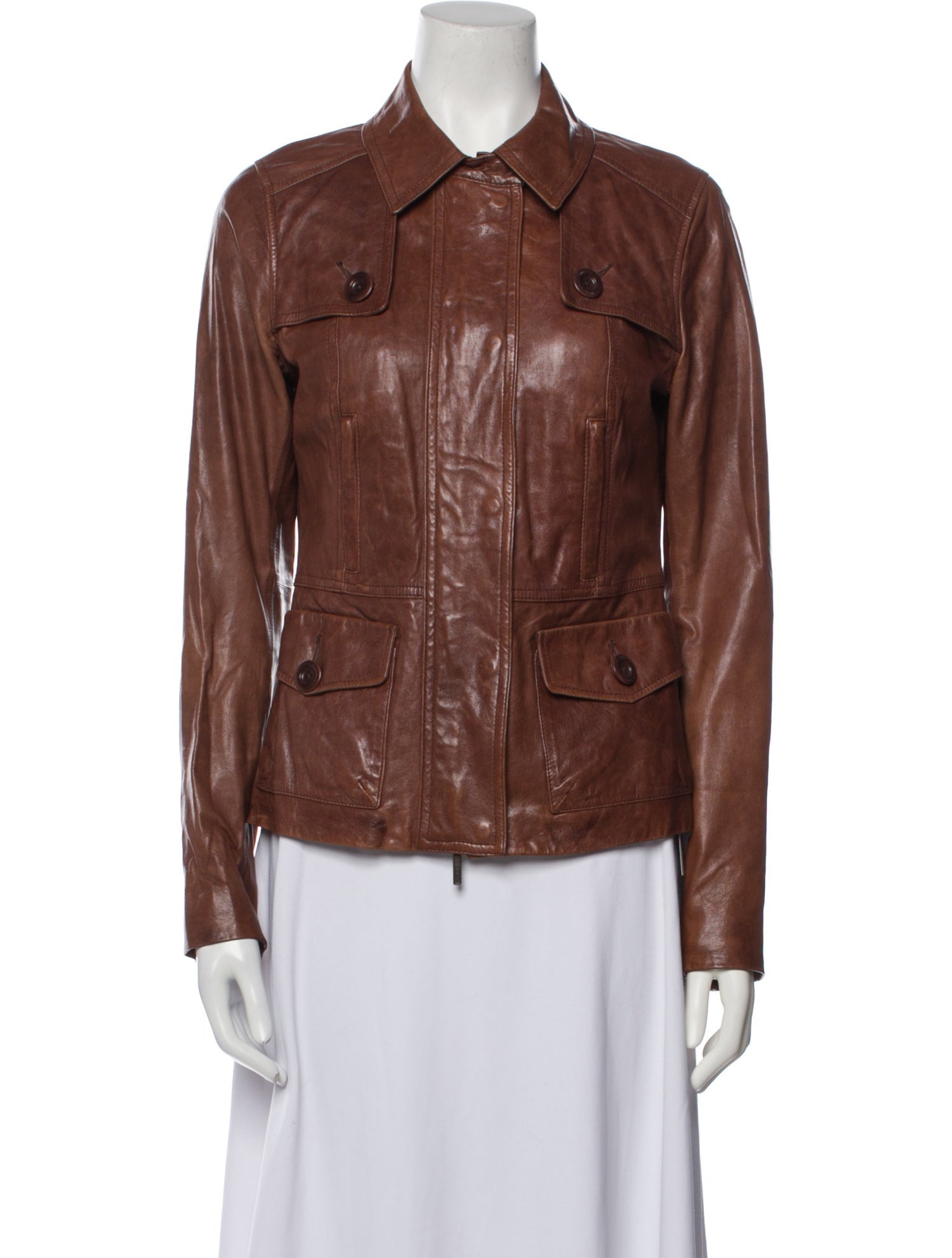 Vince Leather Utility Jacket - Brown Jackets, Clothing - WVN325487 ...