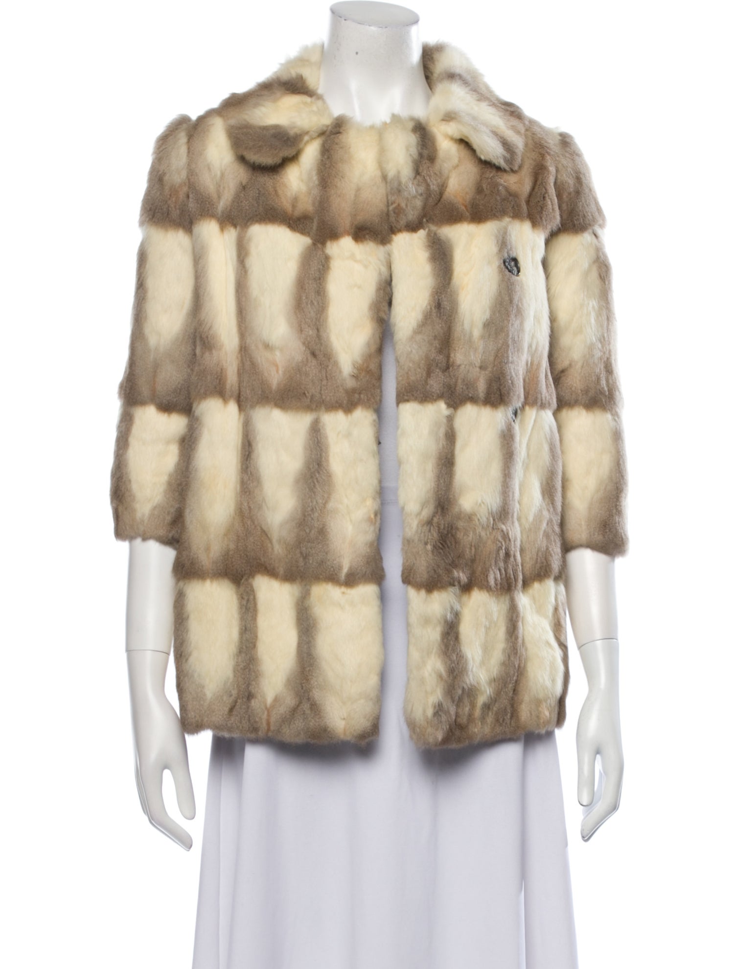 Fur Colorblock Pattern Fur Coat - Neutrals Coats, Clothing - WVNTG44381 ...