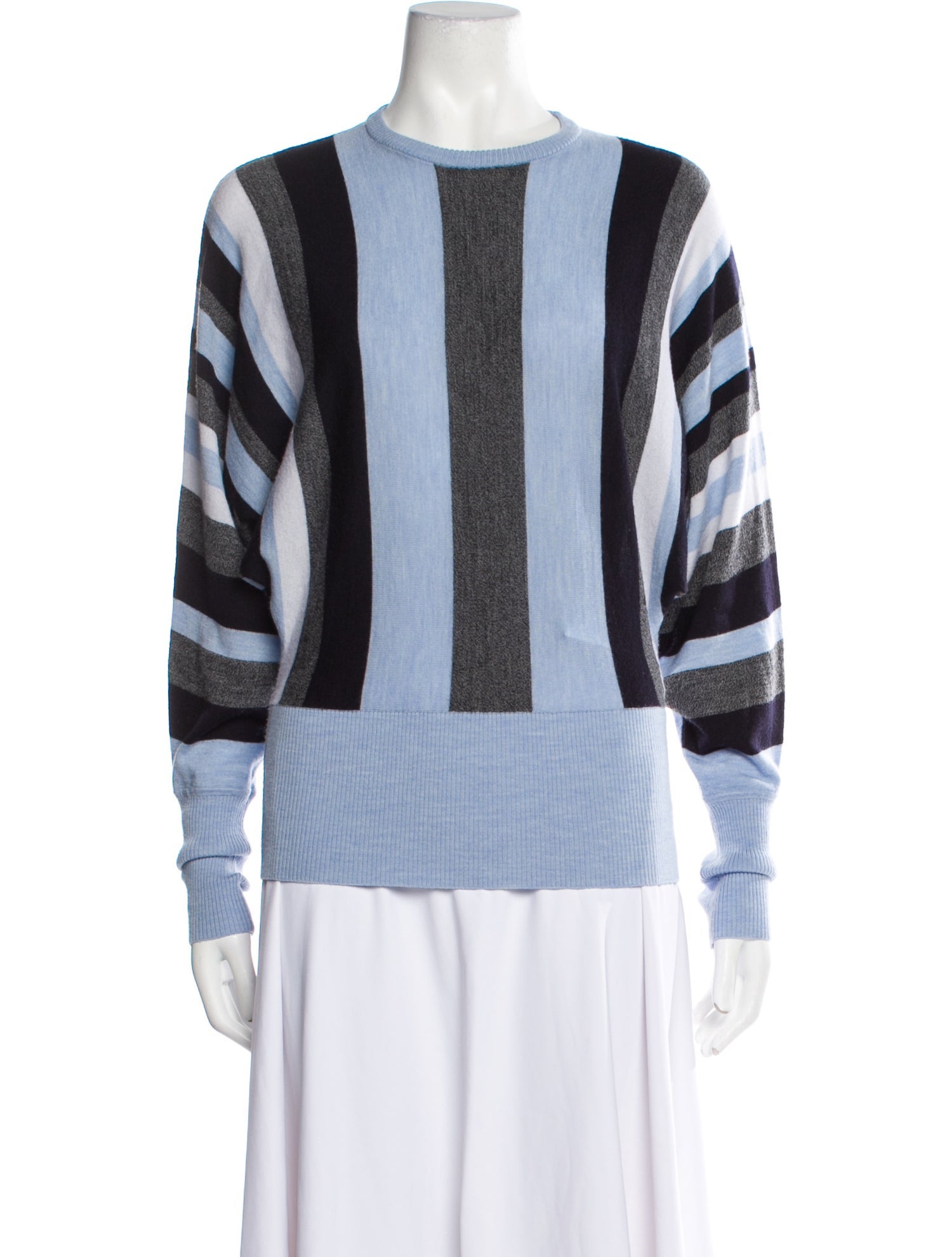 Victoria Victoria Beckham Striped Crew Neck Sweater - Blue Knitwear ...