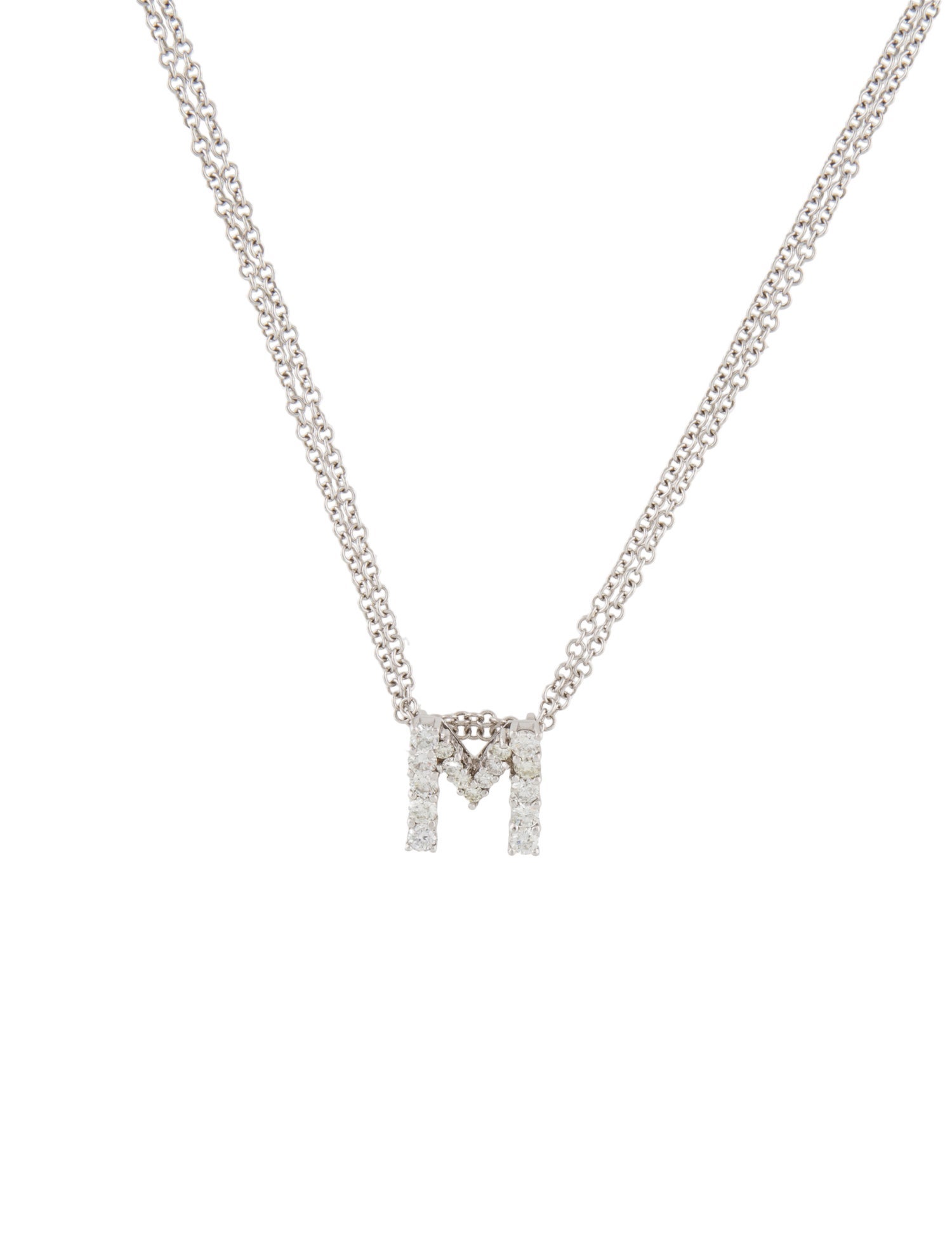 Wempe 18K Diamond Initial 'M' Pendant Necklace - 18K White Gold Pendant ...
