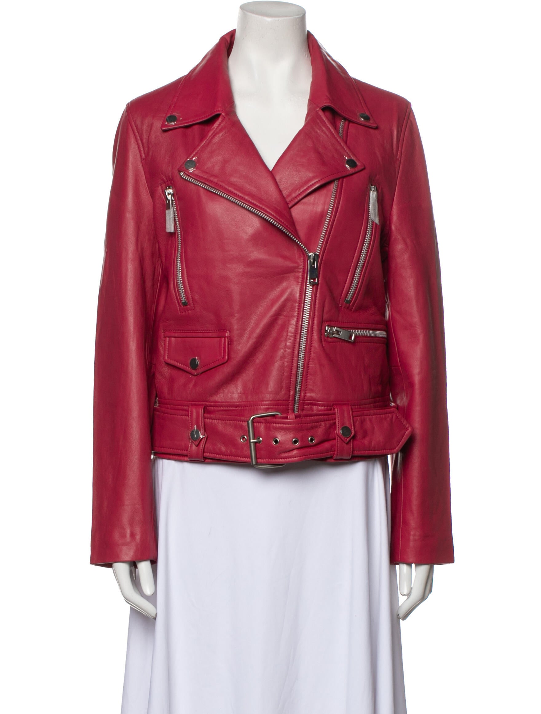 Walter Baker Lamb Leather Biker Jacket w/ Tags - Pink Jackets, Clothing ...