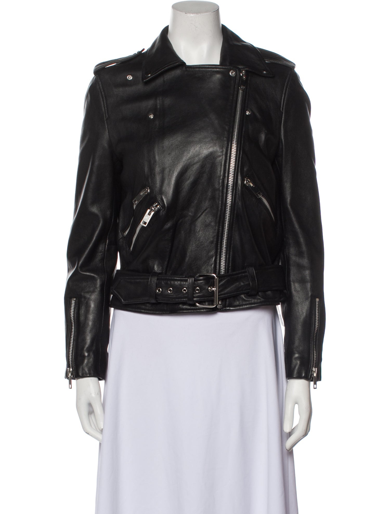 Walter Baker Lamb Leather Biker Jacket - Black Jackets, Clothing ...