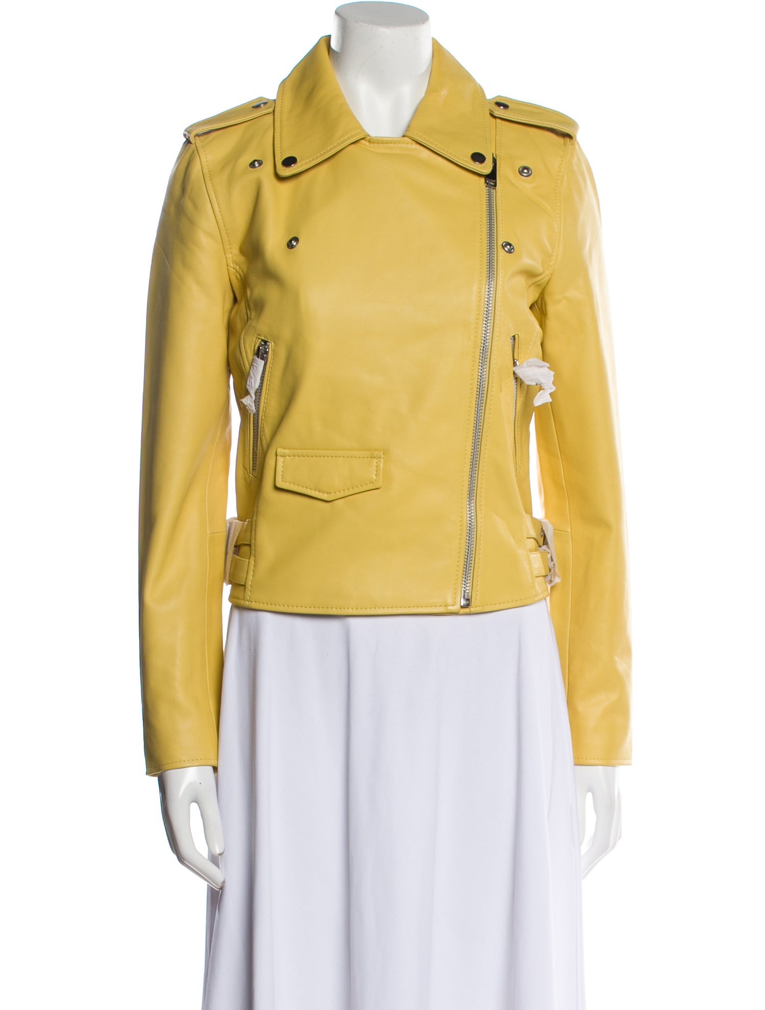 Walter Baker Lamb Leather Biker Jacket - Yellow Jackets, Clothing ...