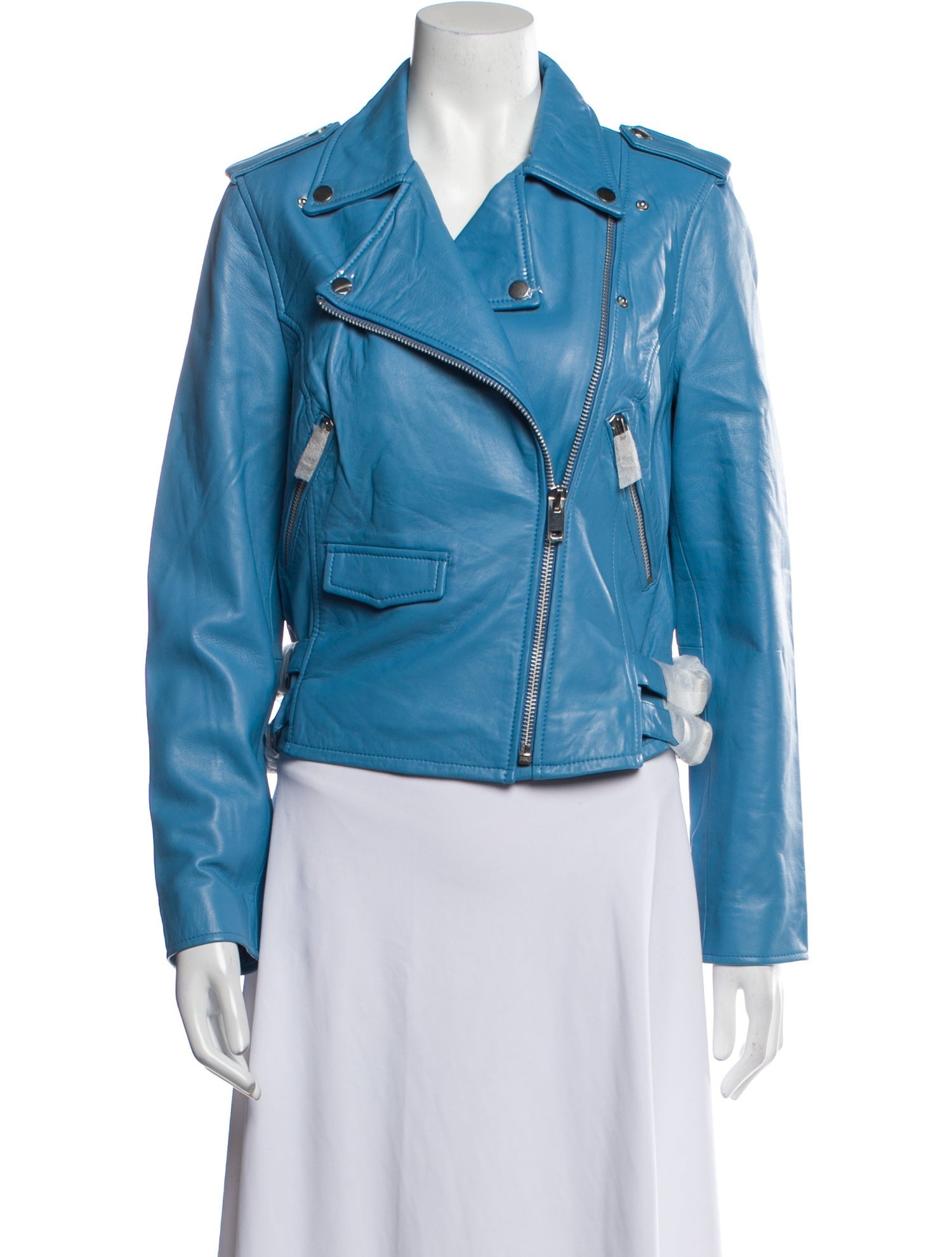 Walter Baker Lamb Leather Biker Jacket w/ Tags - Blue Jackets, Clothing ...