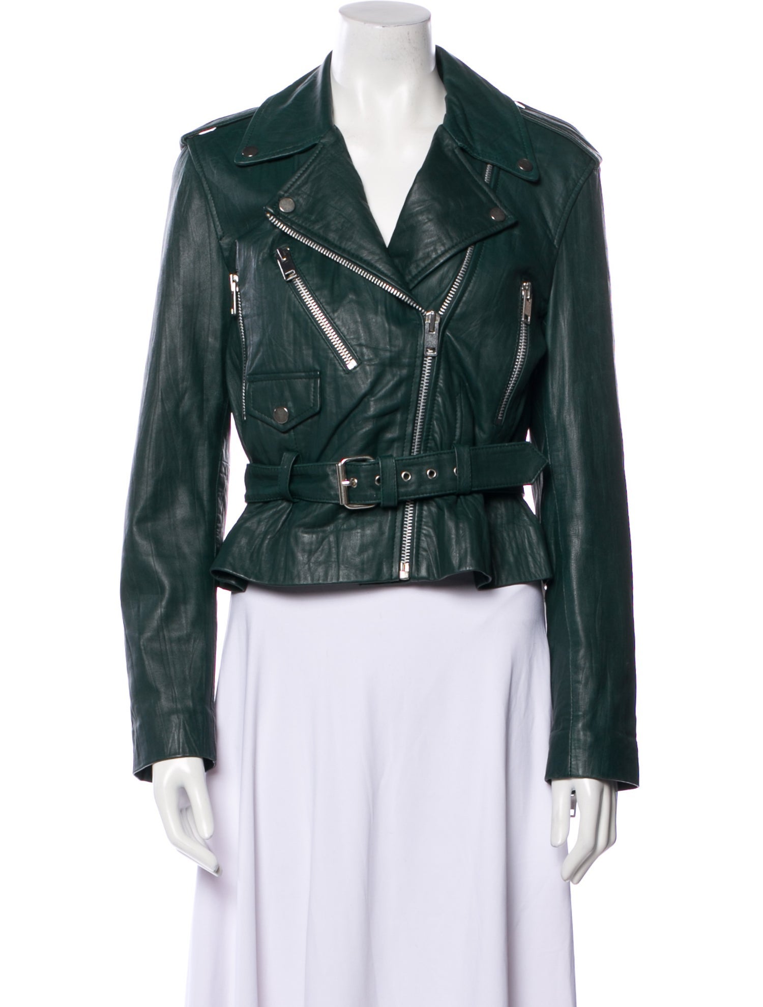 Walter Baker Leather Biker Jacket - Green Jackets, Clothing ...