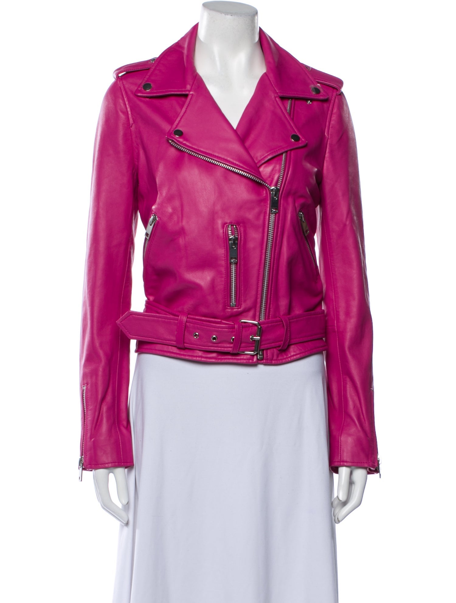 Walter Baker Leather Biker Jacket - Pink Jackets, Clothing - WWALT31119 ...