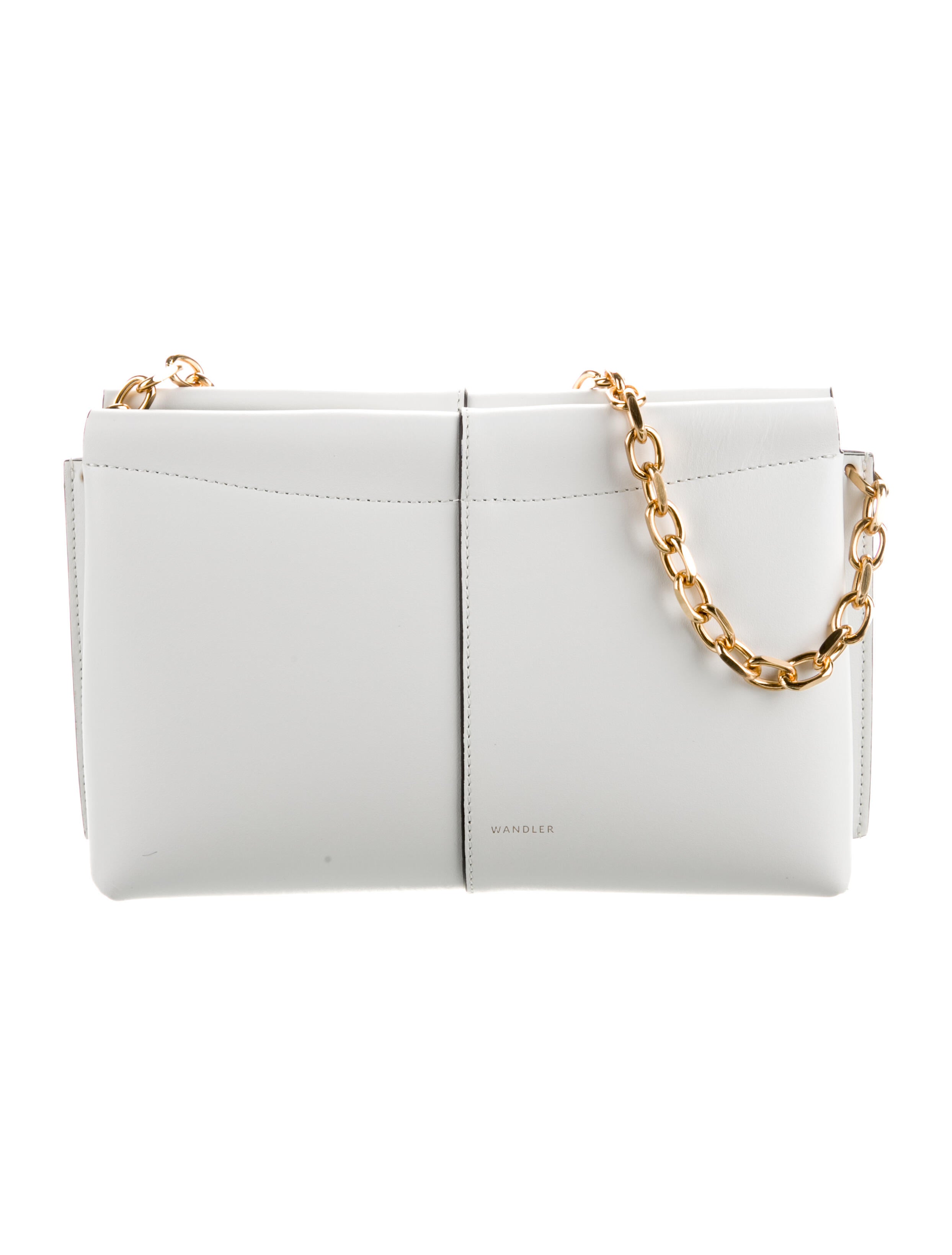 WANDLER White Leather Chain Link Shoulder Bag - White Shoulder Bags ...